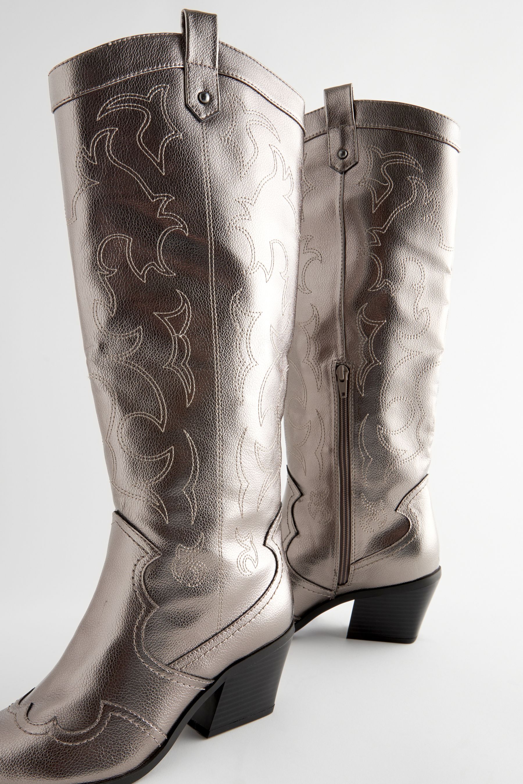 Buy Pewter Forever Comfort® Stitched Knee High Western / Cowboy Boots ...