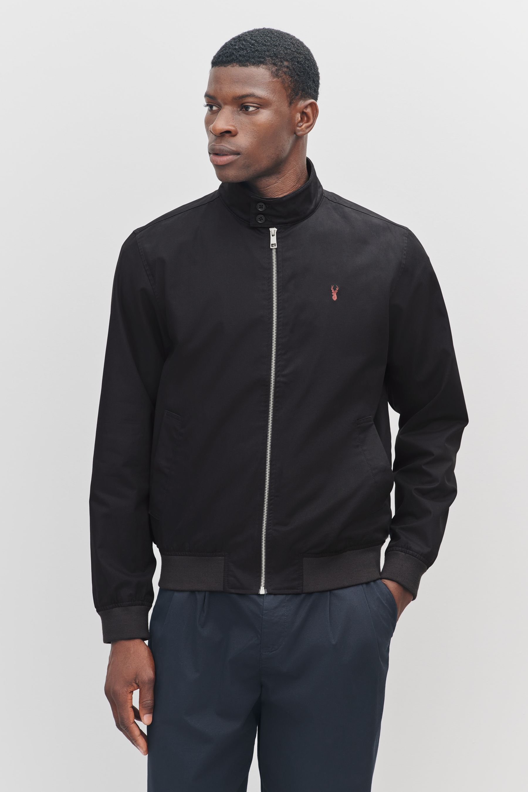 Buy Black Shower Resistant Check Lining Harrington Jacket from the Next ...