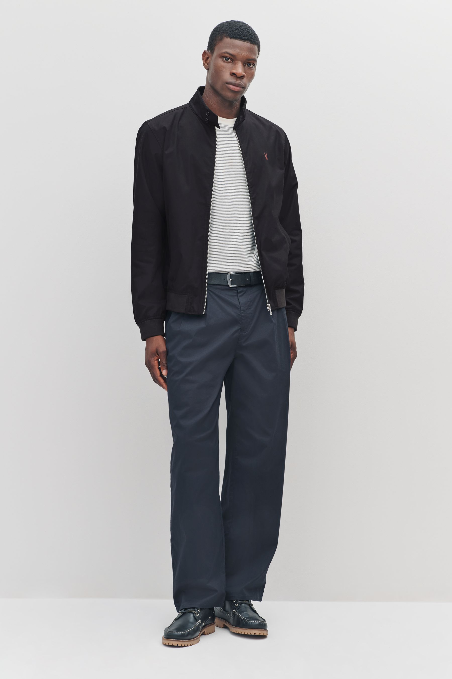 Buy Black Shower Resistant Check Lining Harrington Jacket from the Next ...