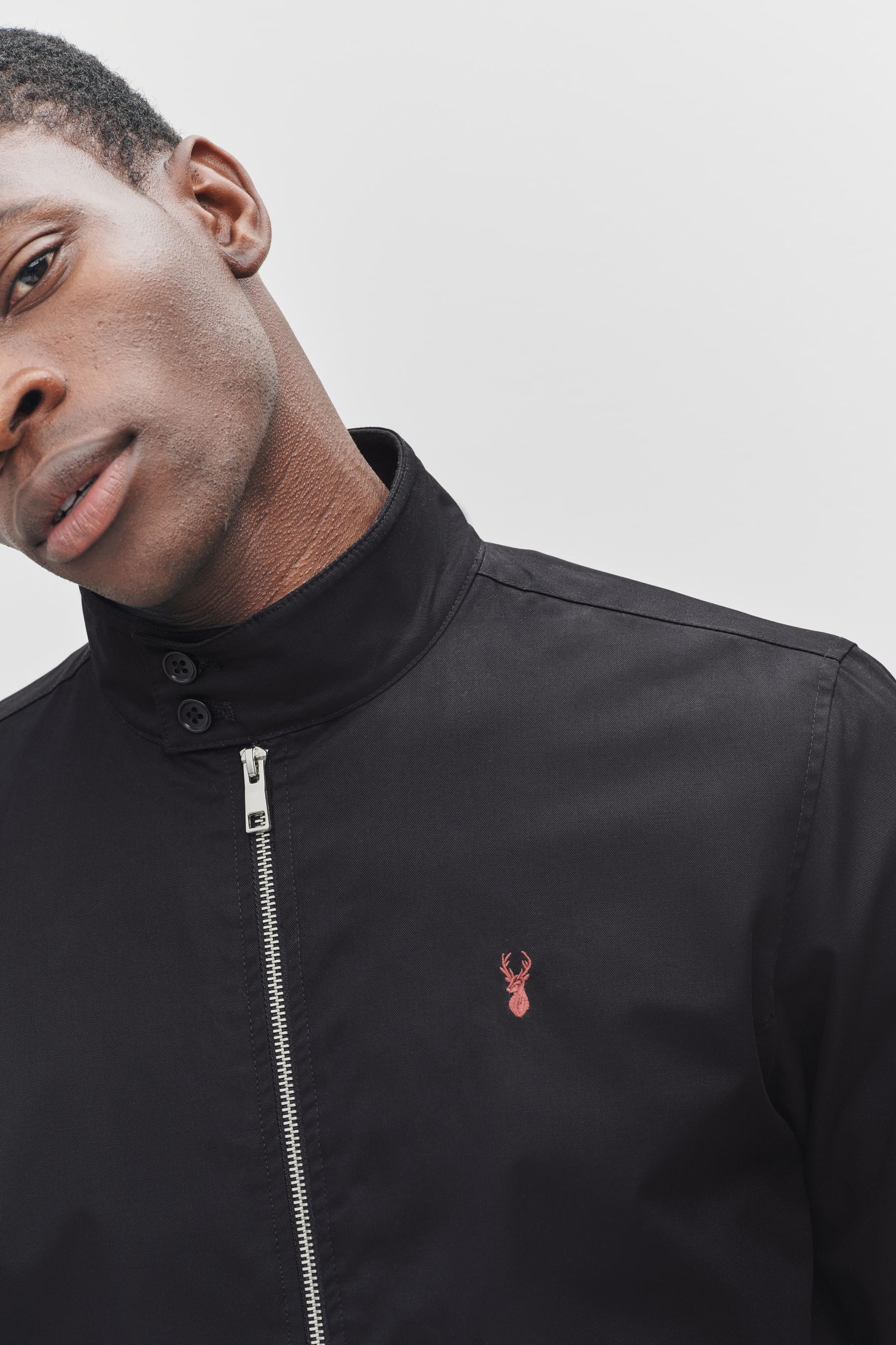 Buy Black Shower Resistant Check Lining Harrington Jacket from the Next ...