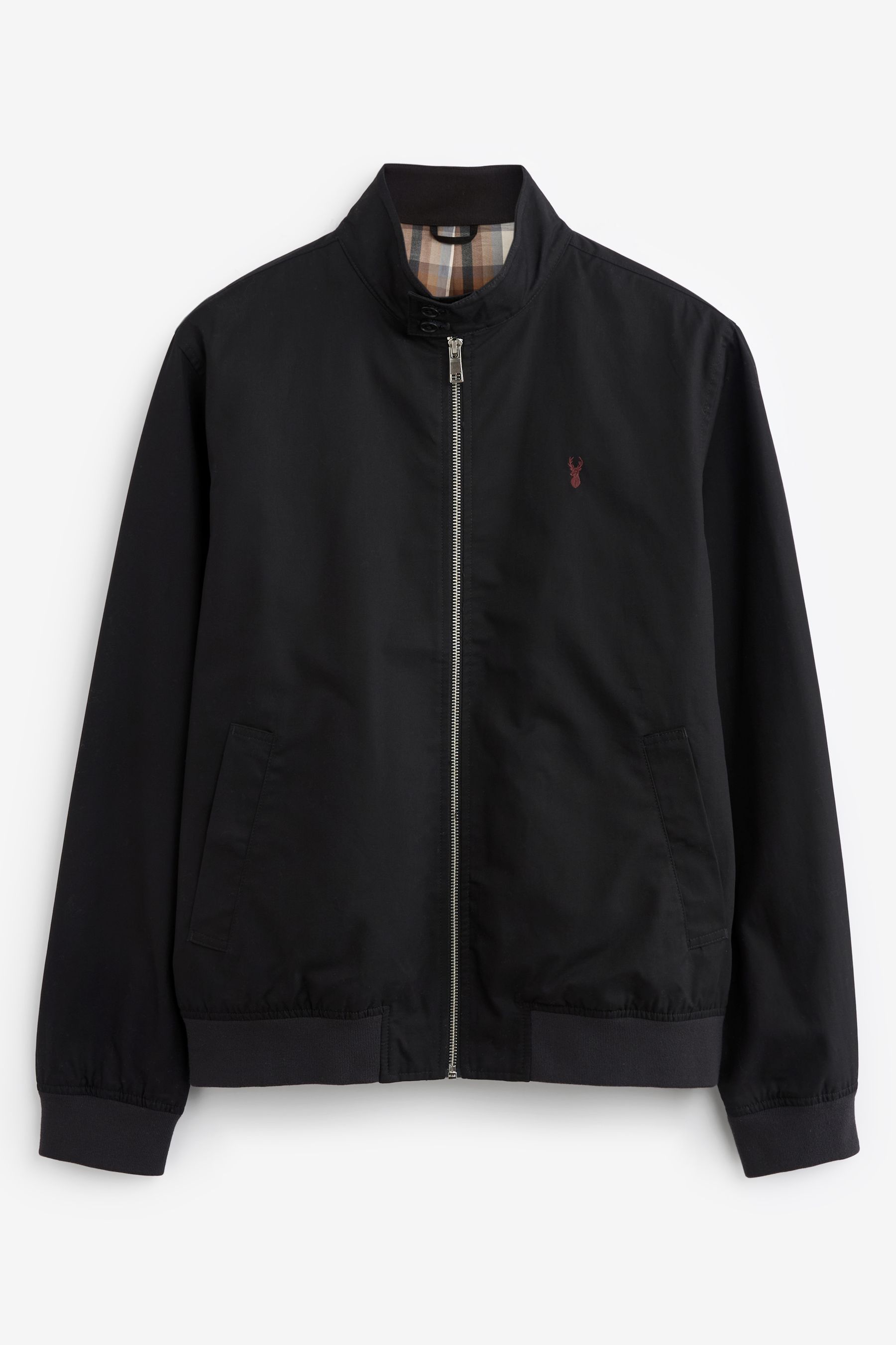 Buy Black Shower Resistant Check Lining Harrington Jacket from the Next ...