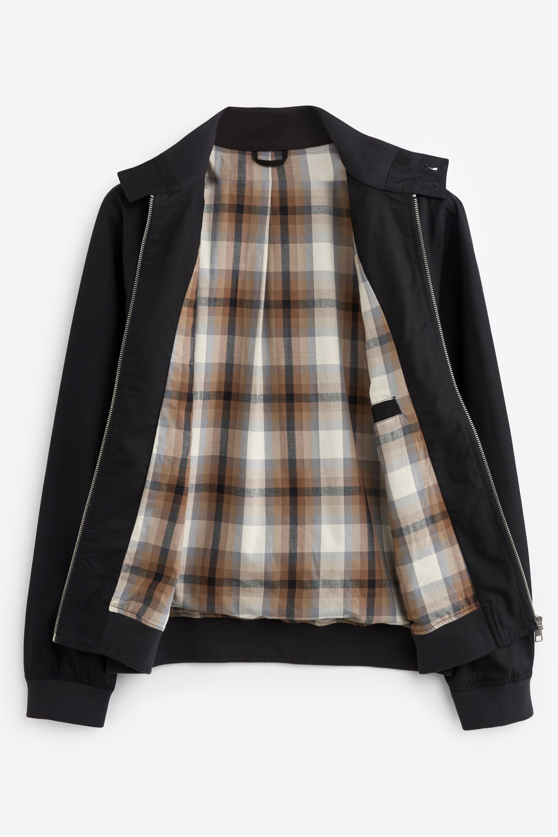 Buy Black Shower Resistant Check Lining Harrington Jacket from the Next ...
