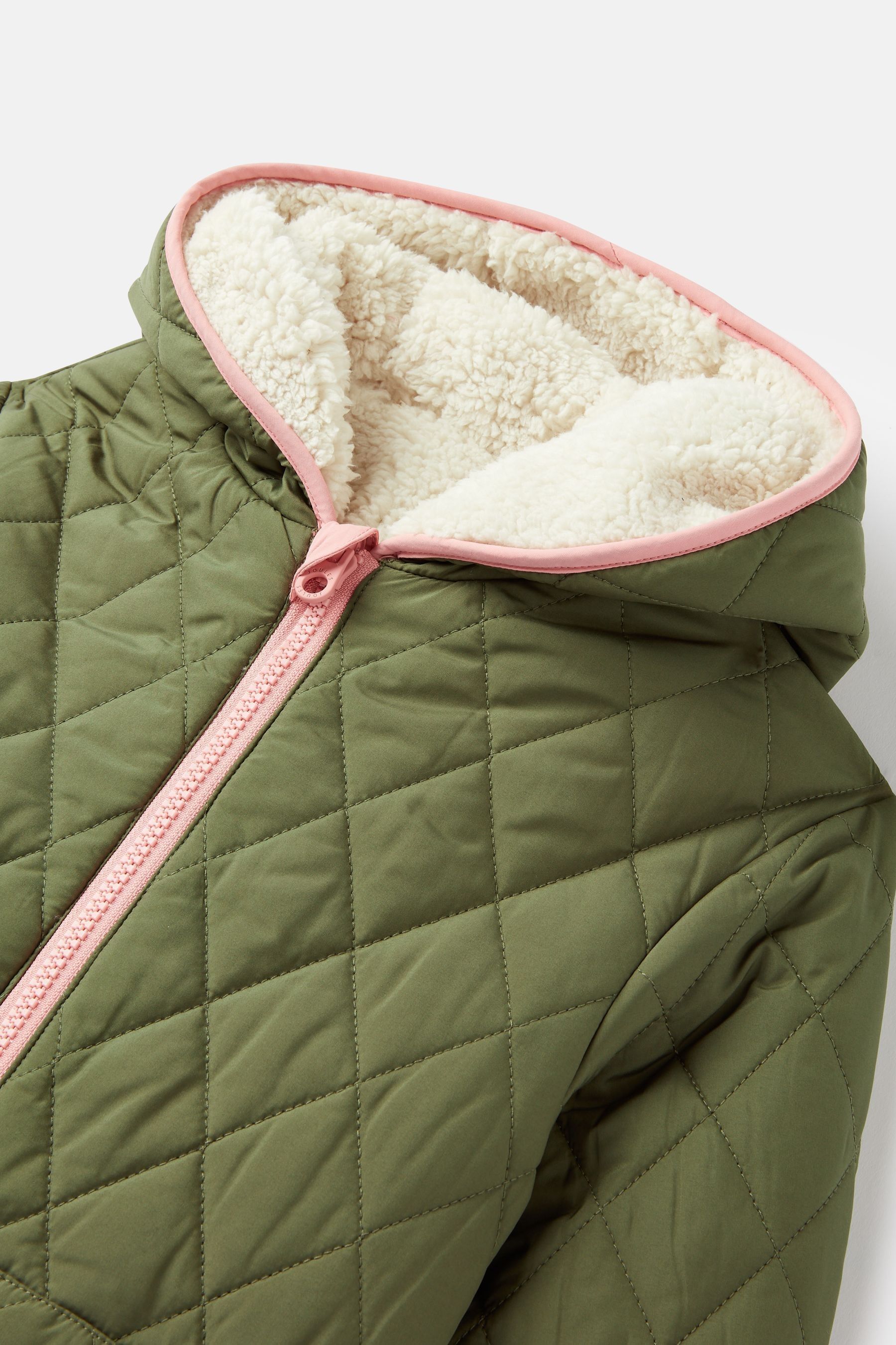 Buy Joules Girls' Kali Cream Fleece Lined Reversible Quilted Jacket ...