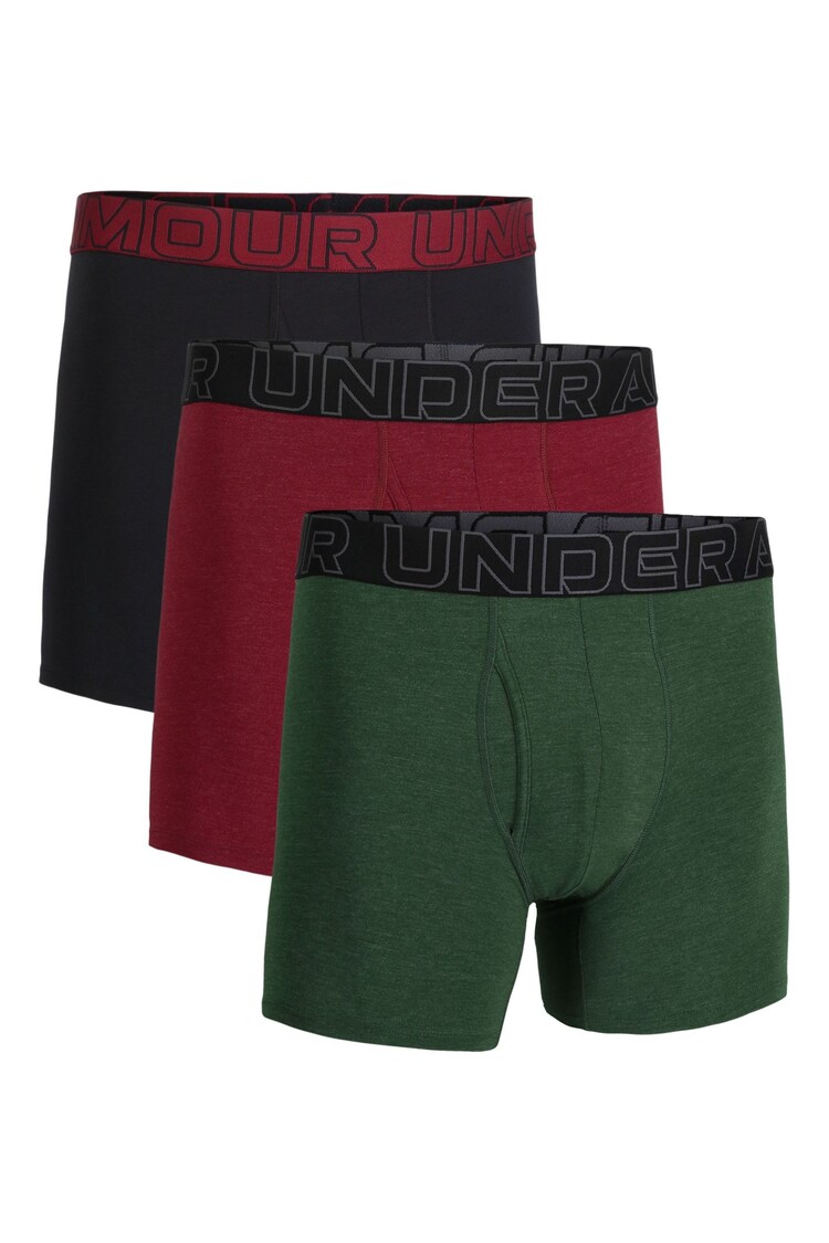 Buy Under Armour Green 6 Inch 100% Cotton Performance Boxers 3 Pack ...