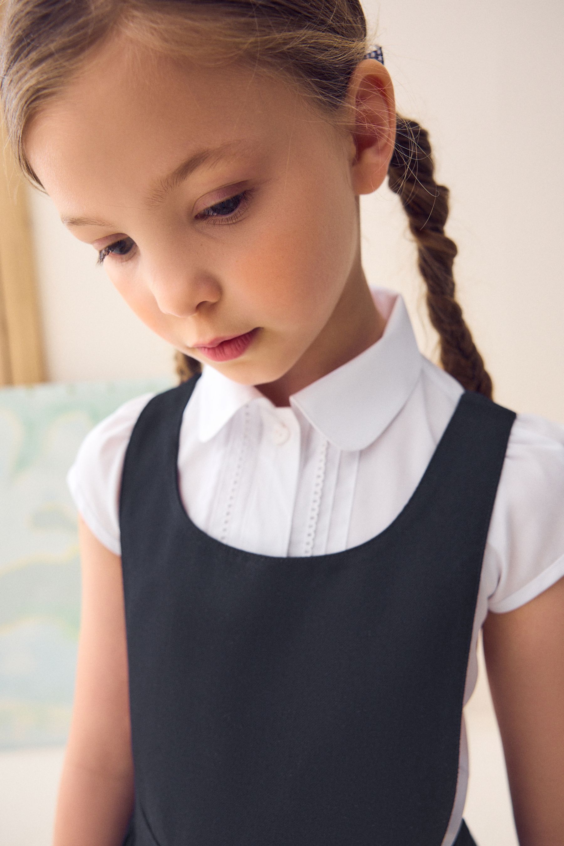 Buy Navy Bow Pocket Detail School Pinafore Dress (3-14yrs) from the ...