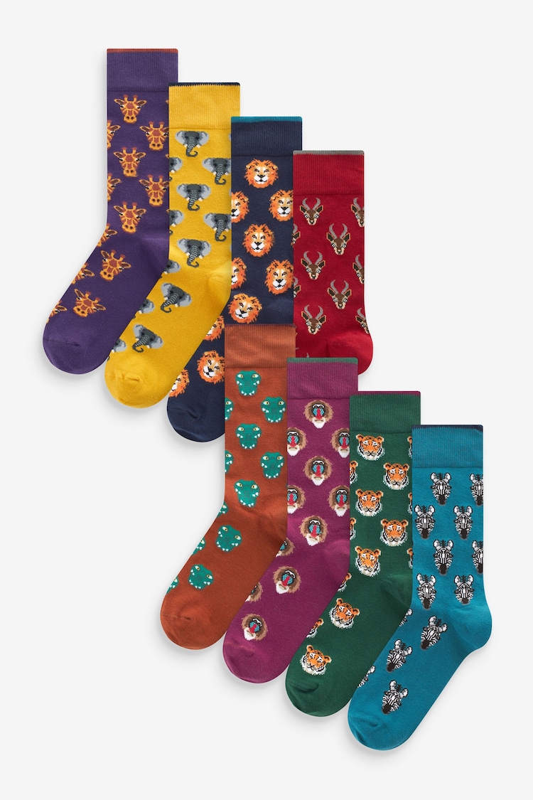 Buy Safari Animals Fun Pattern Socks 8 Pack from the Next UK online shop