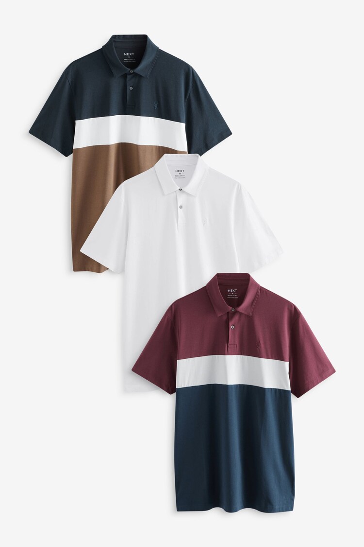 Buy Navy & Tan/Burgundy & Navy/White Regular Fit Short Sleeve Jersey ...