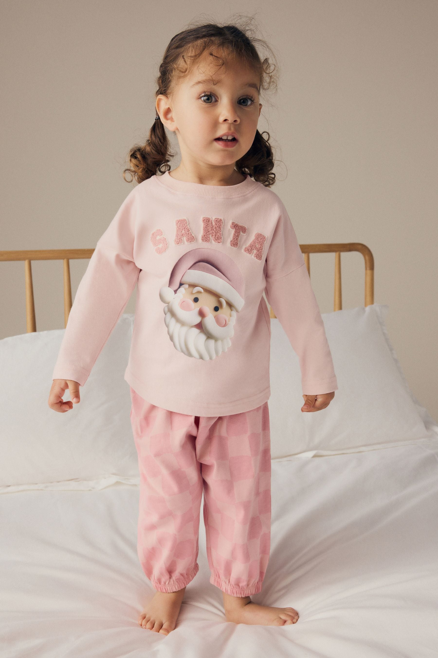 Buy Pink Santa 100% Cotton Christmas Jogger Pyjamas (9mths-16yrs) from ...