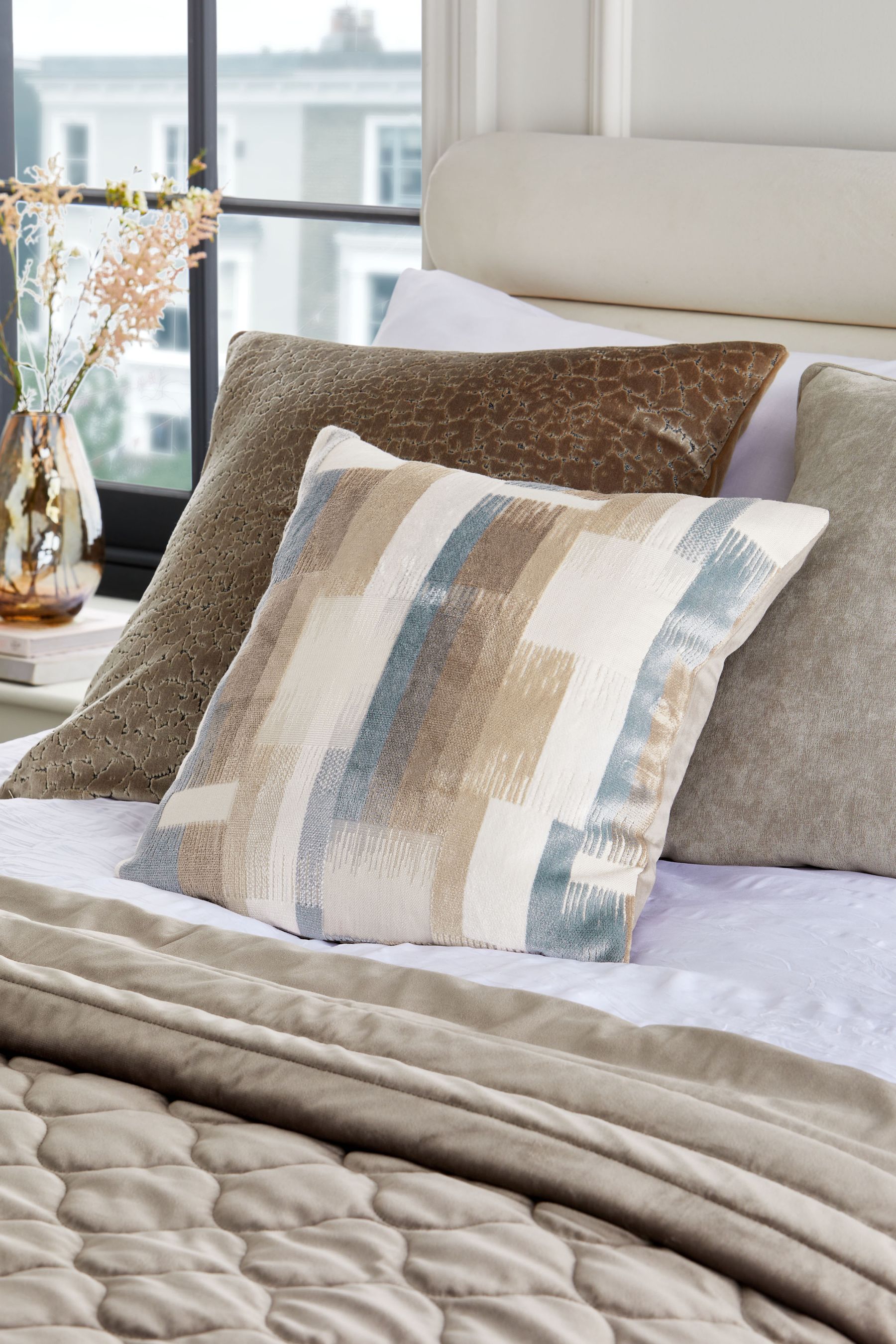 Buy Natural Cut Velvet Retro Etch 43 x 43cm Cushion from the Next UK ...