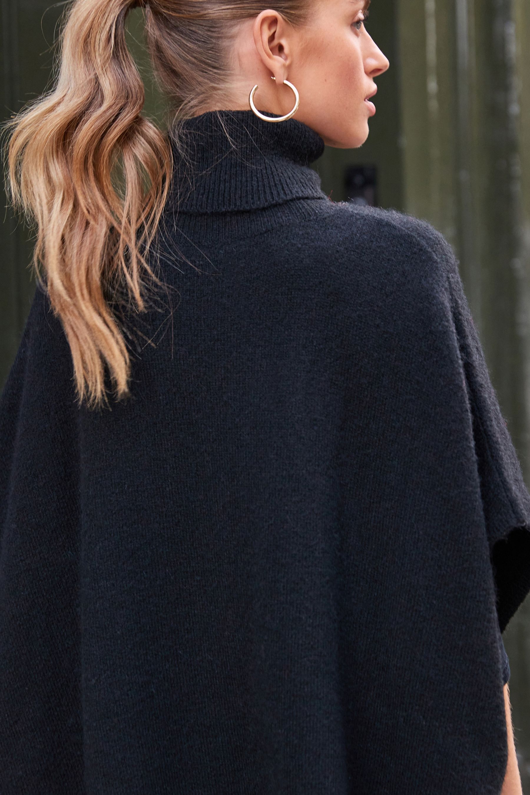 Buy Black Neppy Roll Neck Poncho Jumper from the Next UK online shop