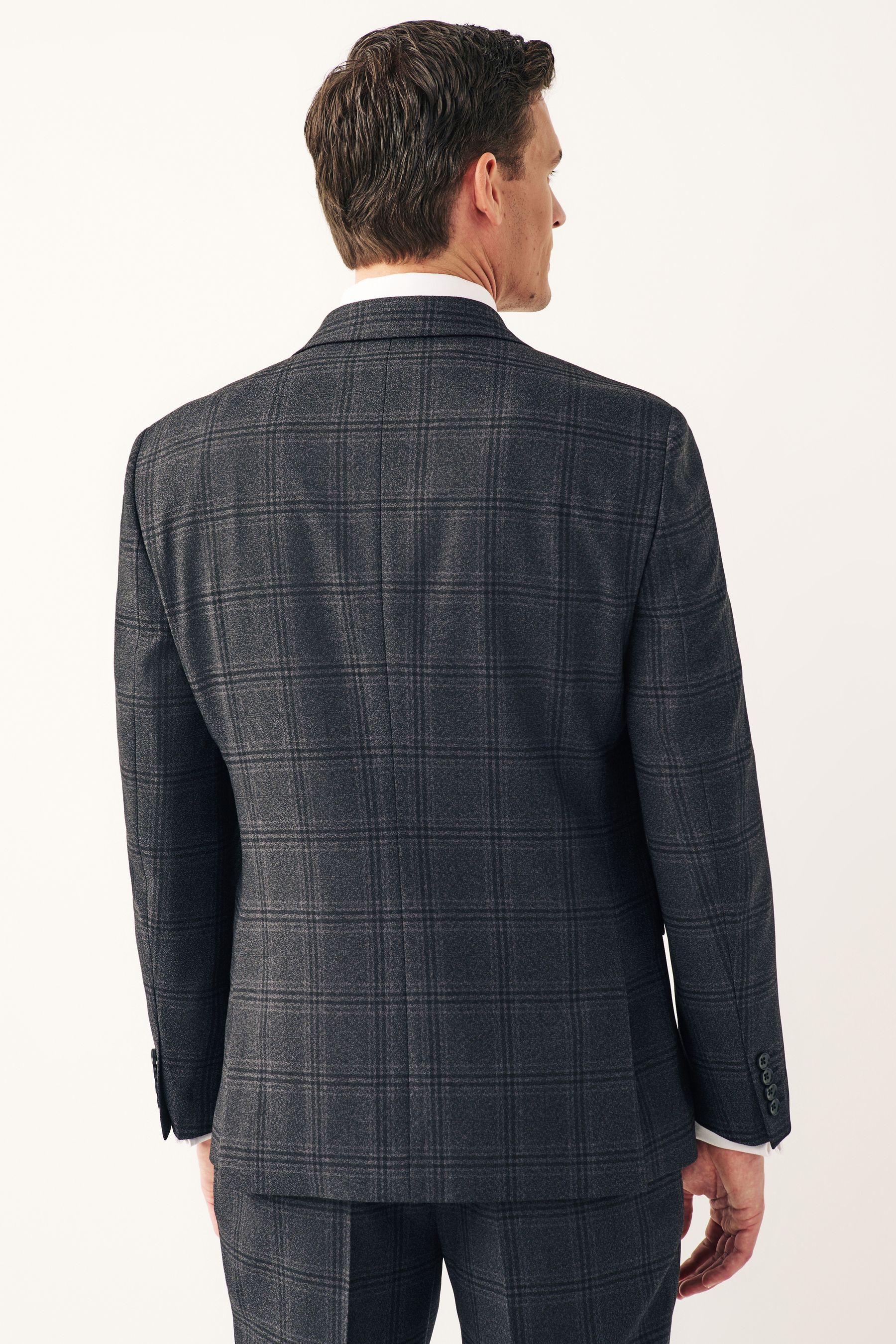 Buy Charcoal Grey Regular Fit Check Suit:Jacket from the Next UK online ...