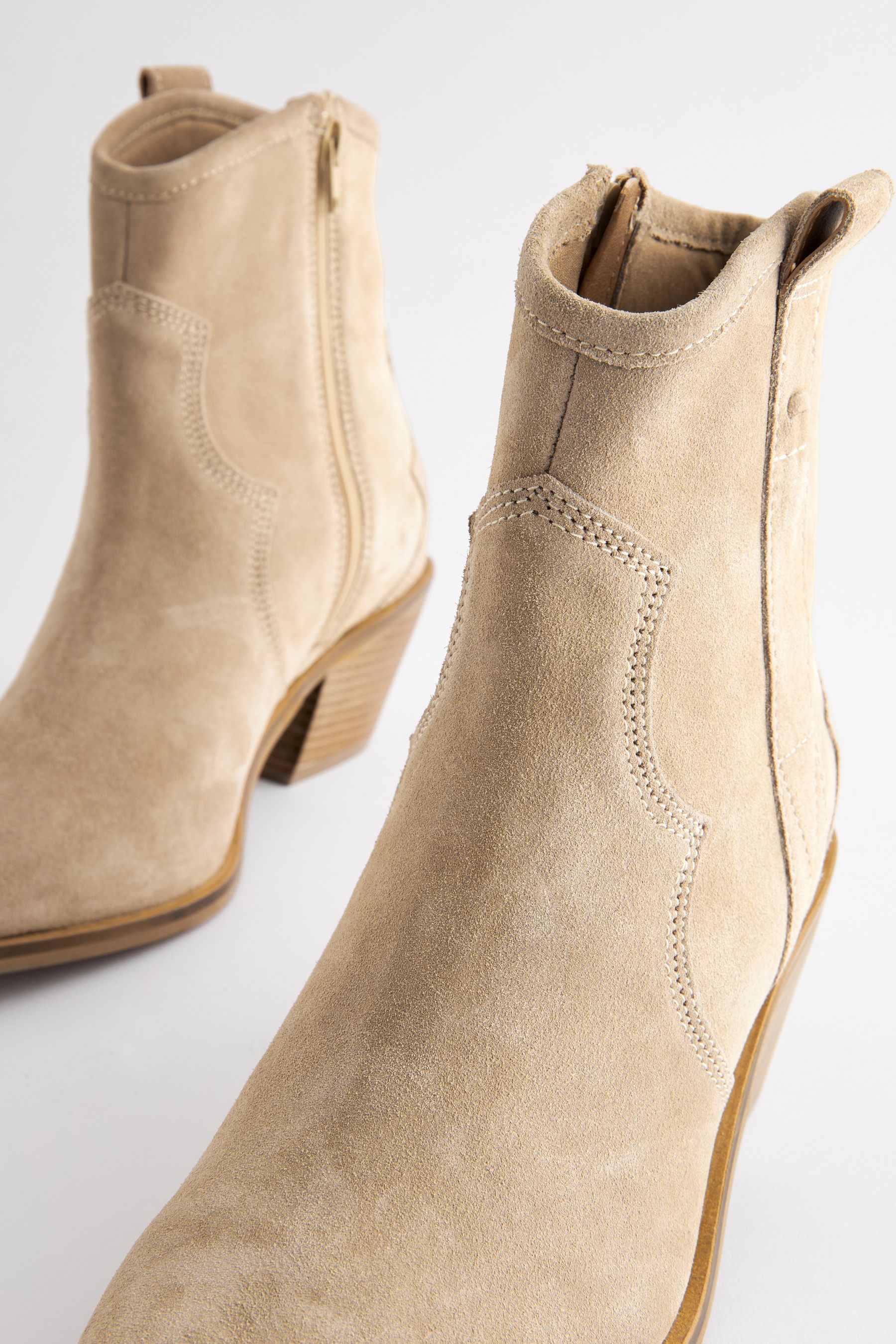 Buy Neutral Extra Wide Fit Forever Comfort® Leather Ankle Western ...