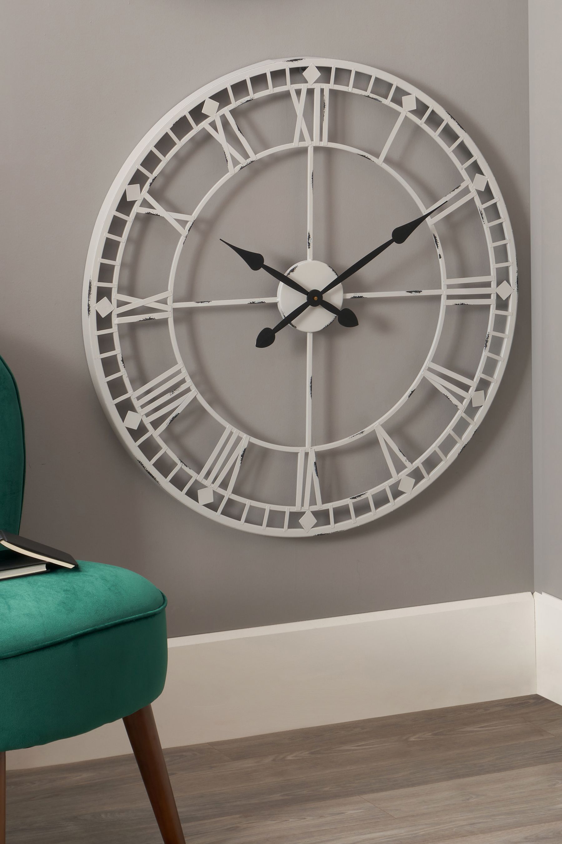 Buy Pacific Grey Soft Grey Metal Round Wall Clock from the Next UK ...