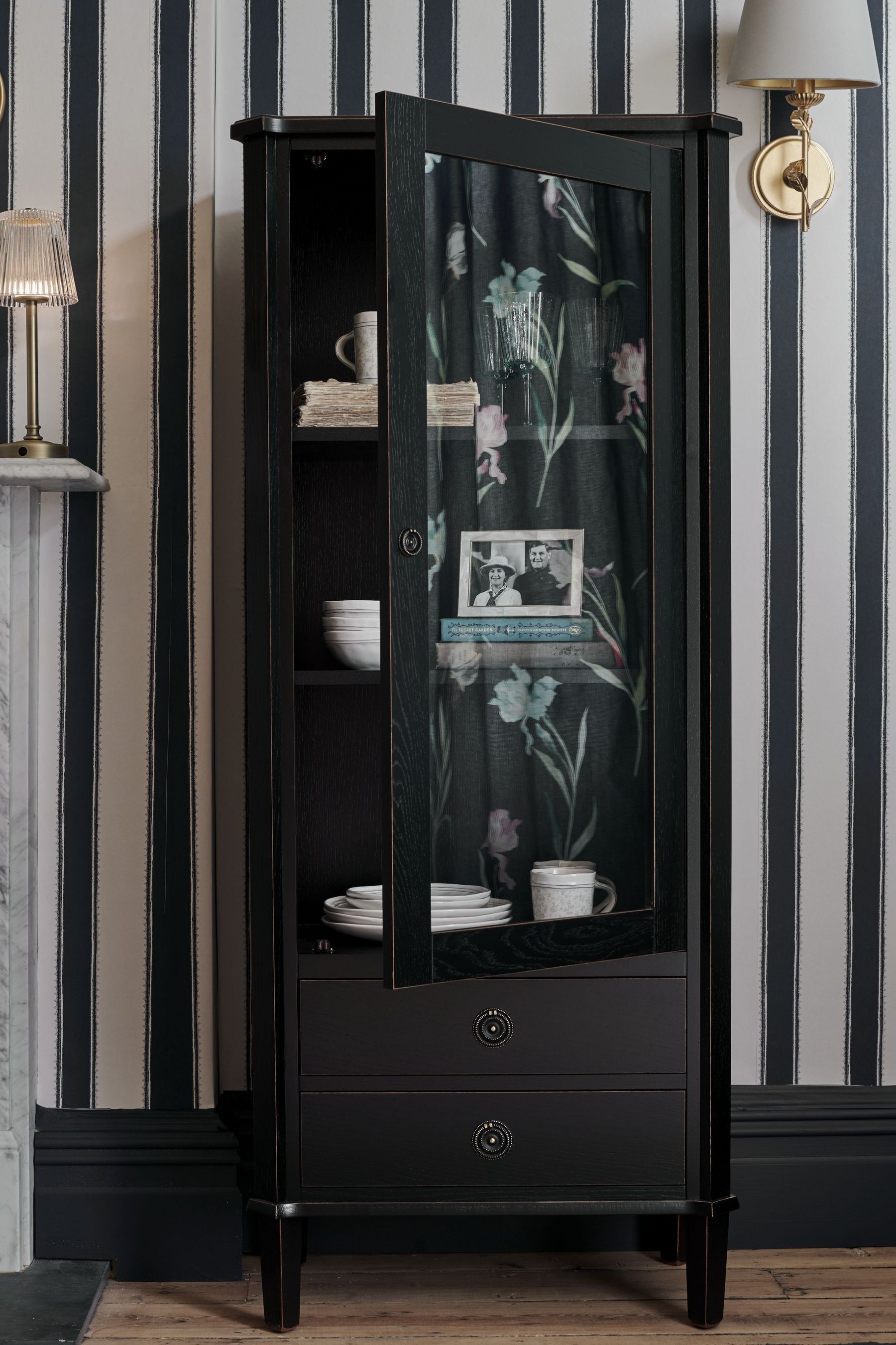 Buy Laura Ashley Black Henshaw 1 Door 2 Drawer Display Unit from the ...