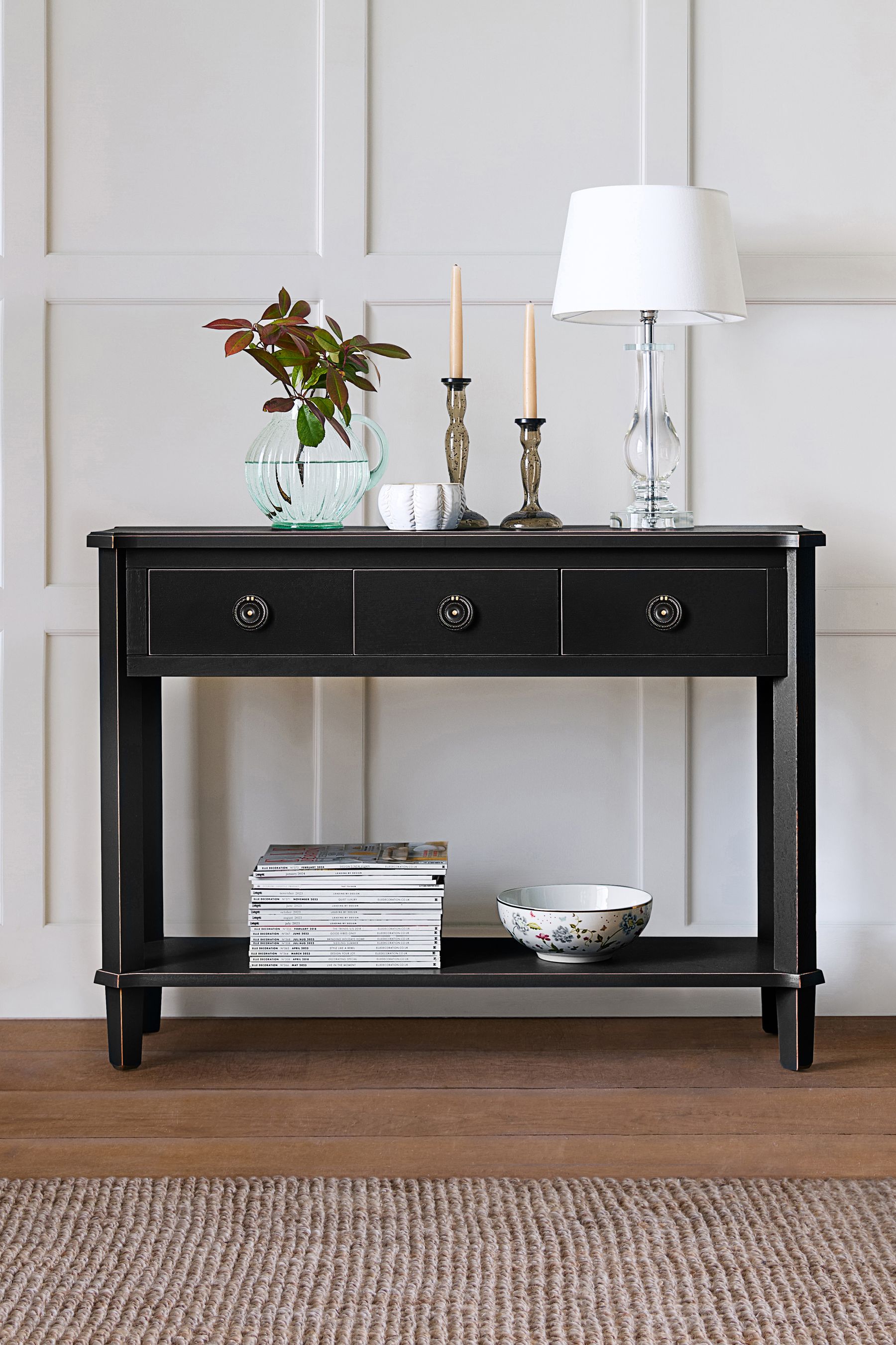 Buy Laura Ashley Black Henshaw 3 Drawer Console Table from the Next UK ...