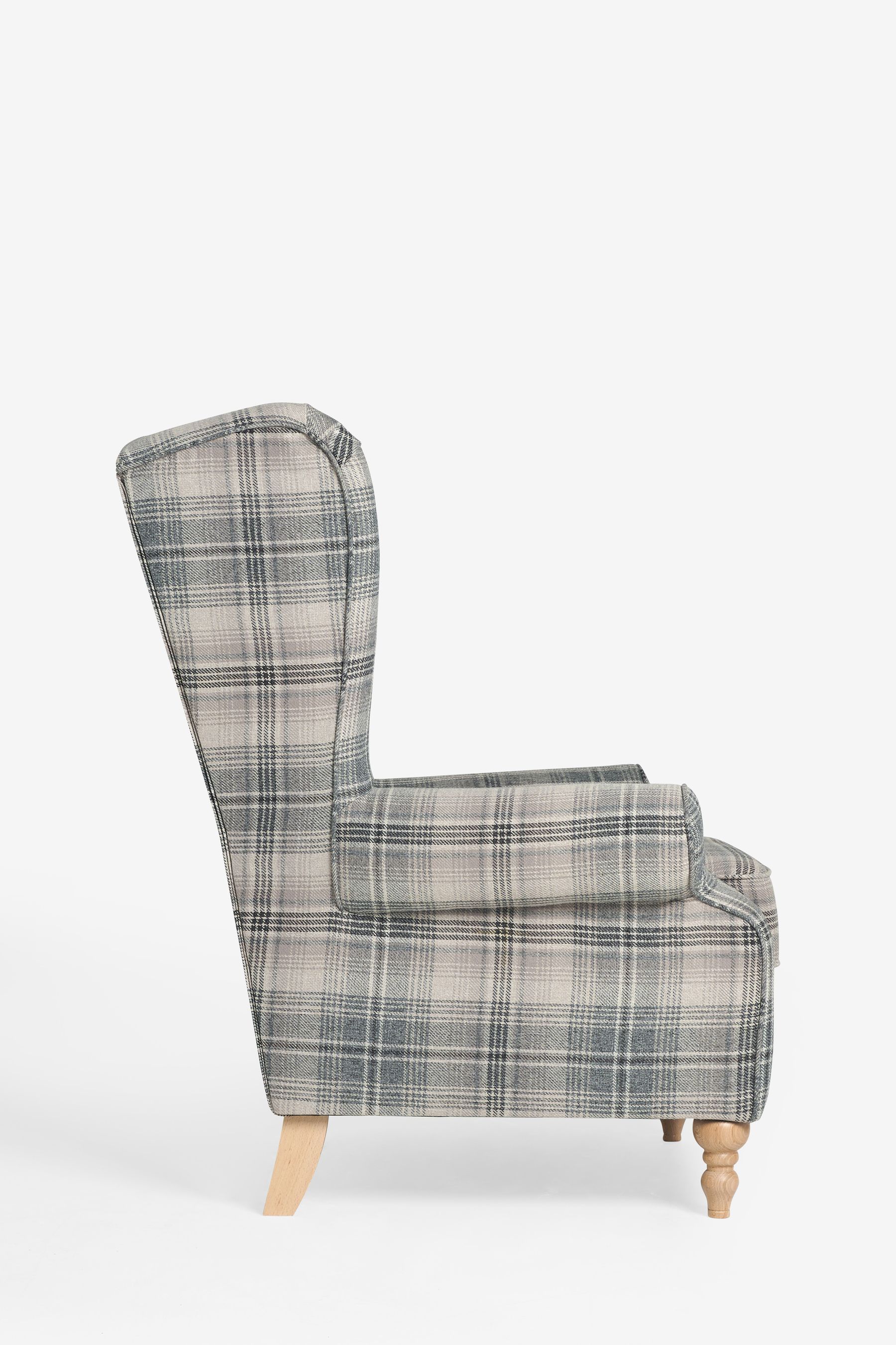Buy Versatile Check Nevis Grey Grande Sherlock Highback Armchair from ...