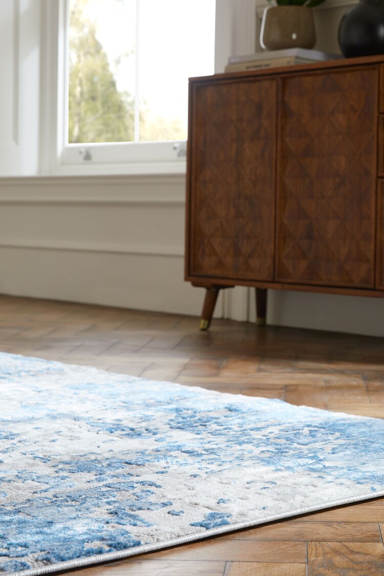 Buy Navy Blue Mica Abstract Rug from the Next UK online shop