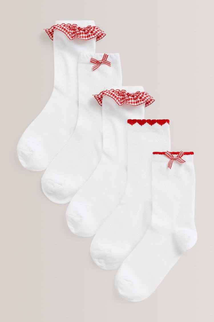 Buy Red 5 Pack Cotton Rich Gingham Ankle School Socks from the Next UK ...