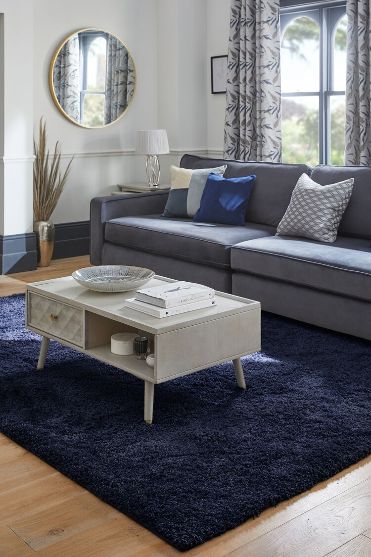 Buy Navy Blue Premium Cosy Shaggy Rug from Next Ireland