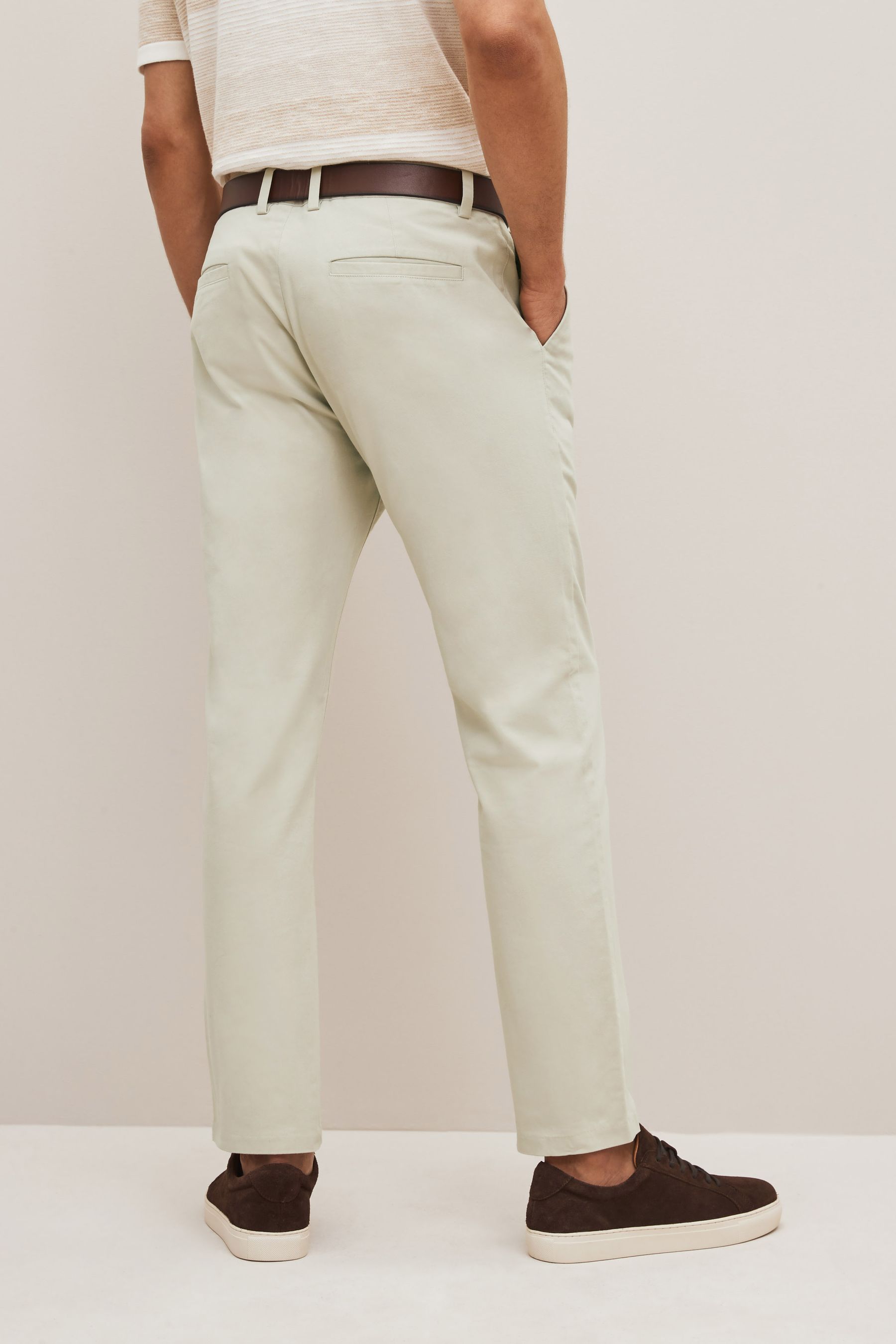 Buy Light Stone Slim Fit Belted Soft Touch Chino Trousers from the Next ...
