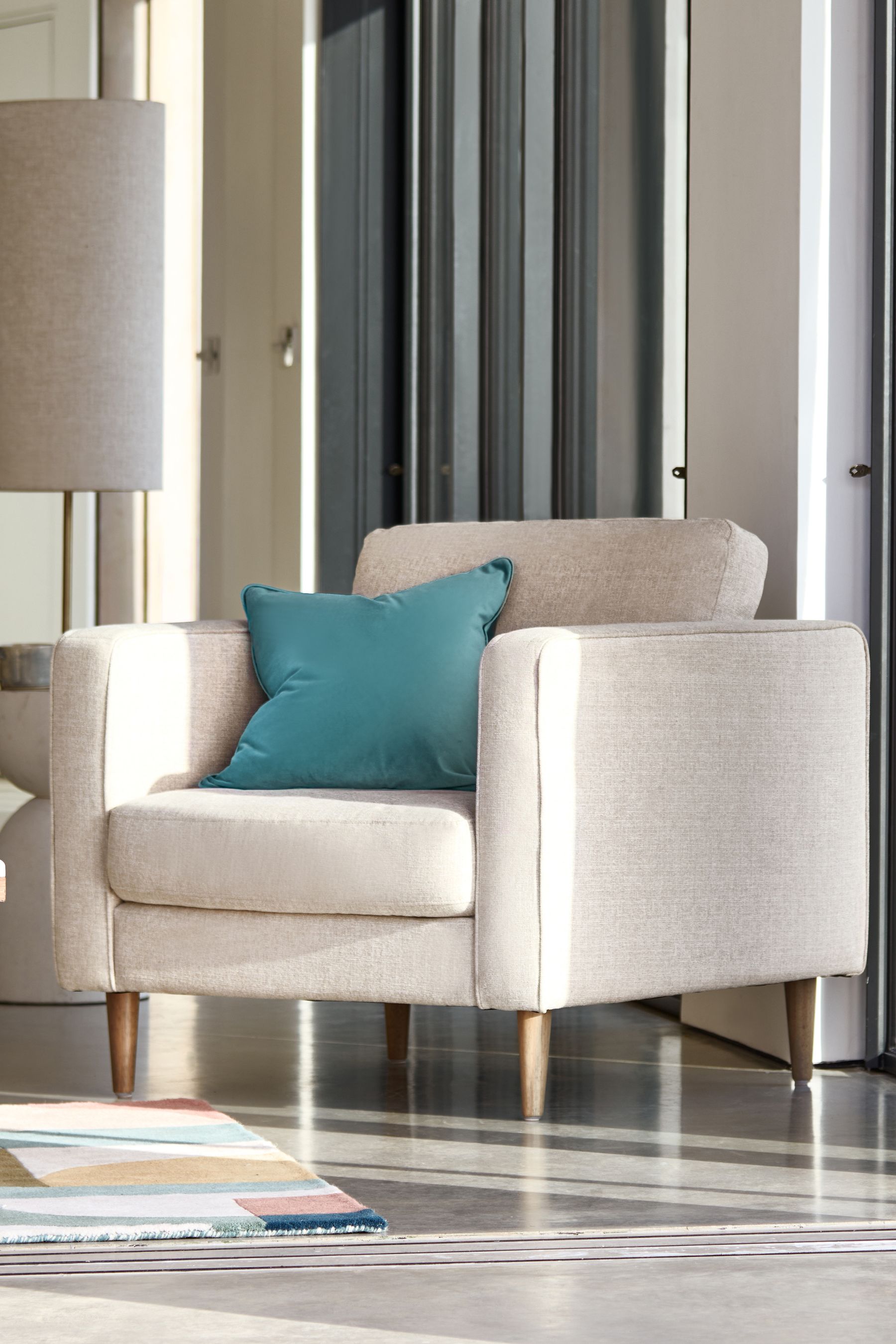 Buy Tweedy Plain Light Natural Houghton Slim Arm Chair from the Next UK ...