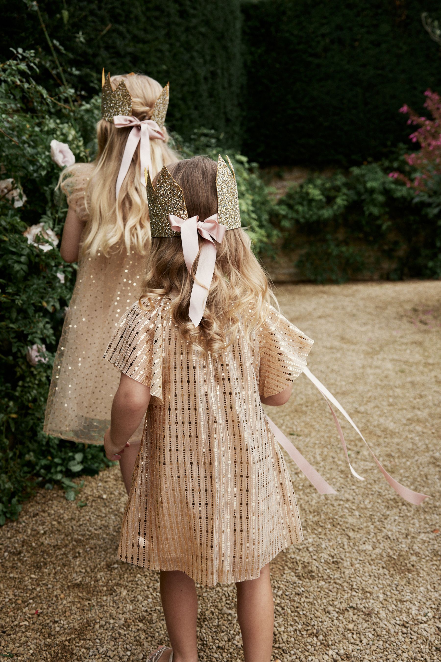 Buy Gold Sequin Party Angel Sleeve Dress (3mths-10yrs) from Next Ireland