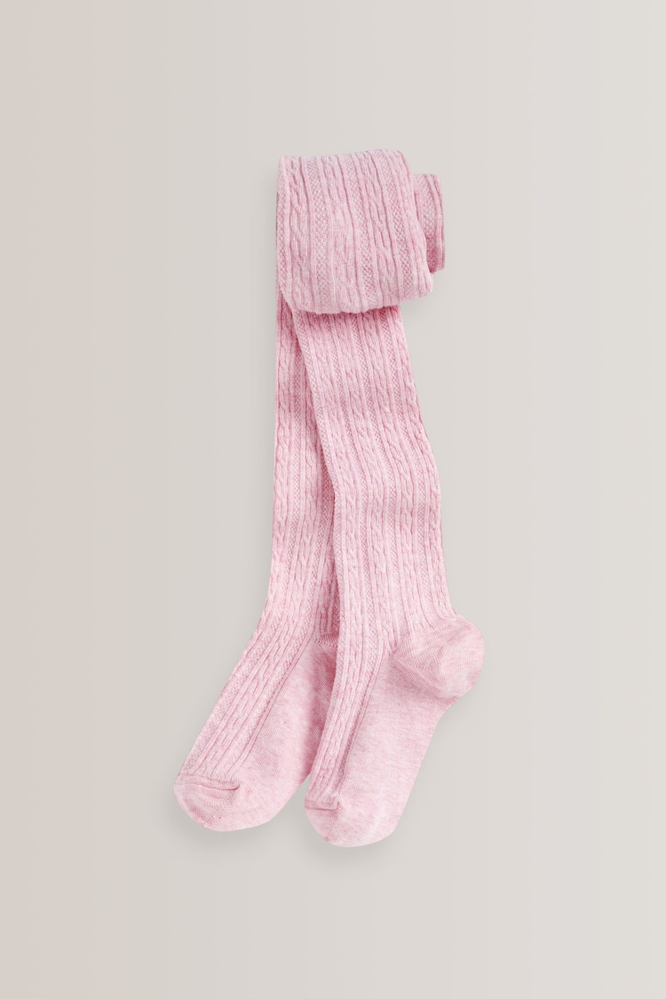 Buy Light Pink Cotton Rich Cable Tights from the Next UK online shop