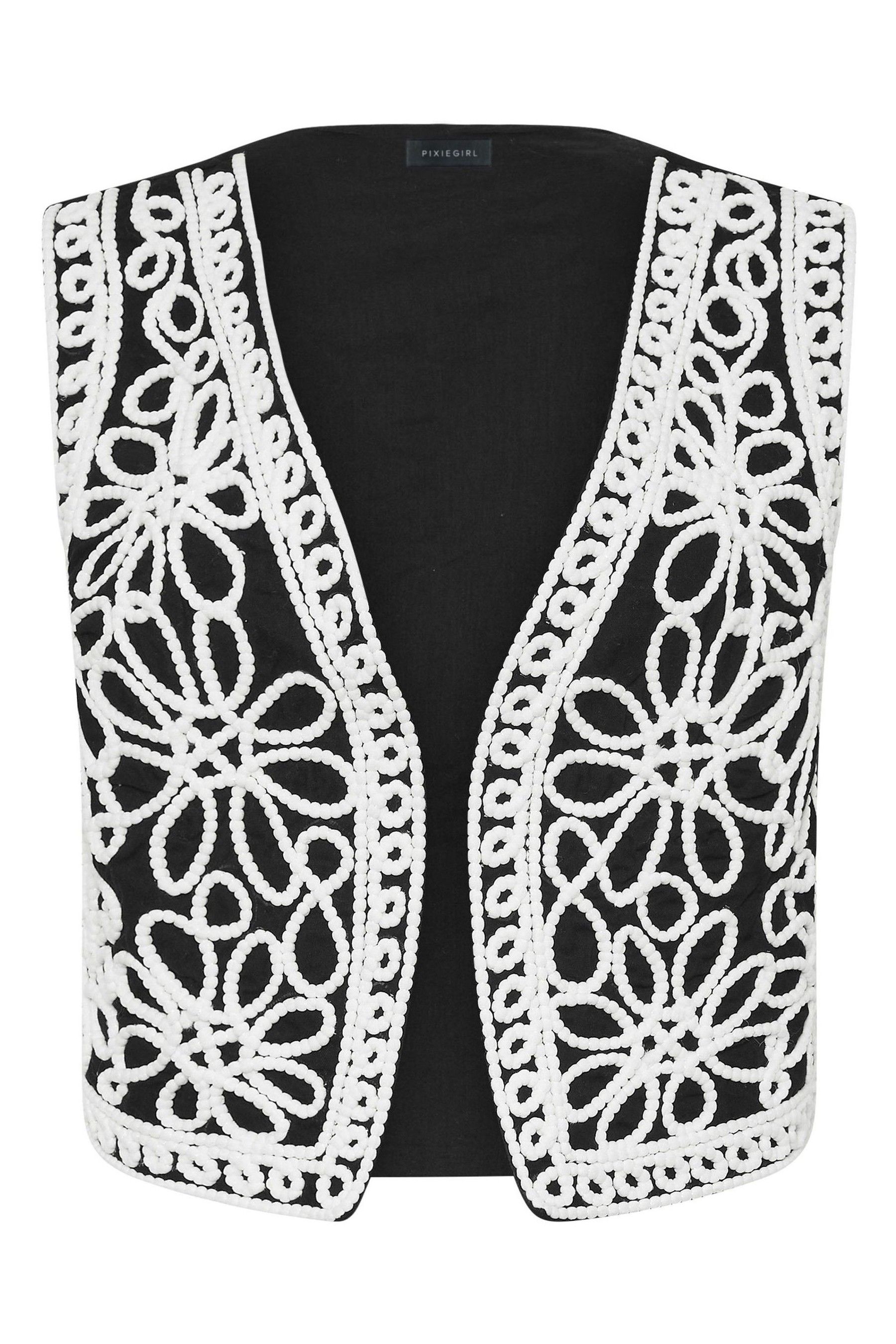 Buy PixieGirl Petite Black Floral Embroidered Waistcoat from the Next ...