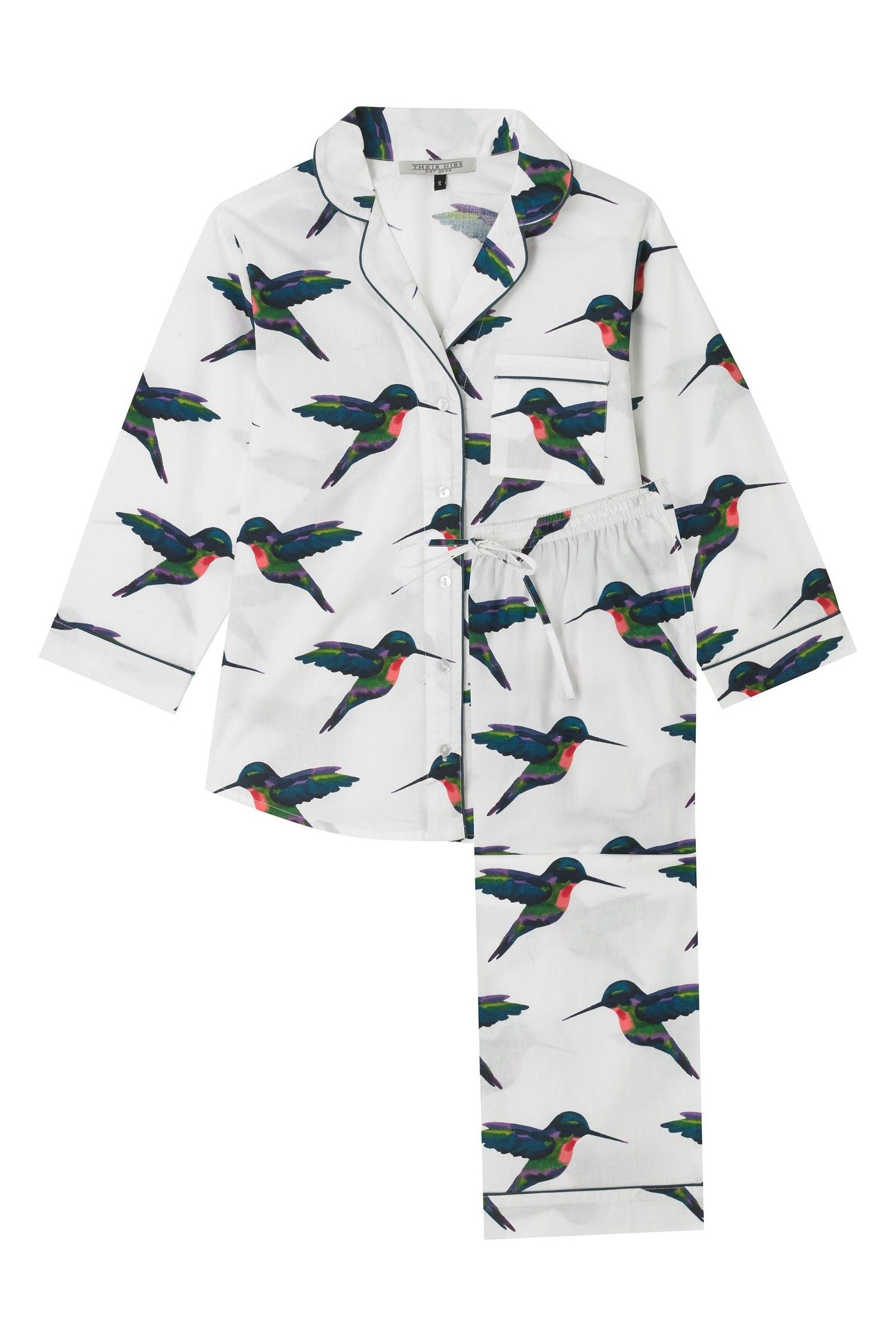 Buy Their Nibs White Hummingbird 100% Cotton Capri Pyjamas Set from the ...