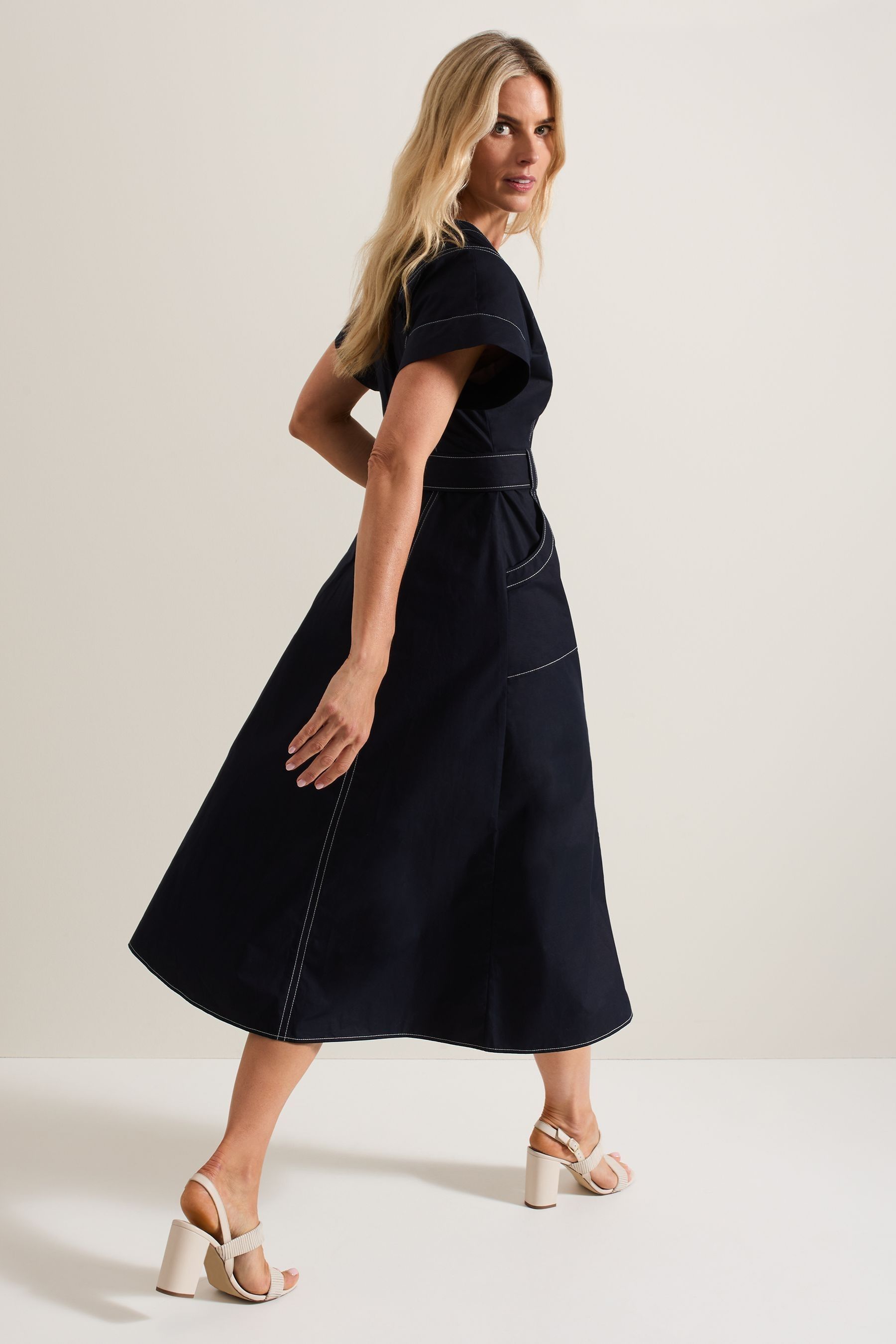 Buy Phase Eight Blue Annalie 100% Cotton Utility Midi Dress from the ...