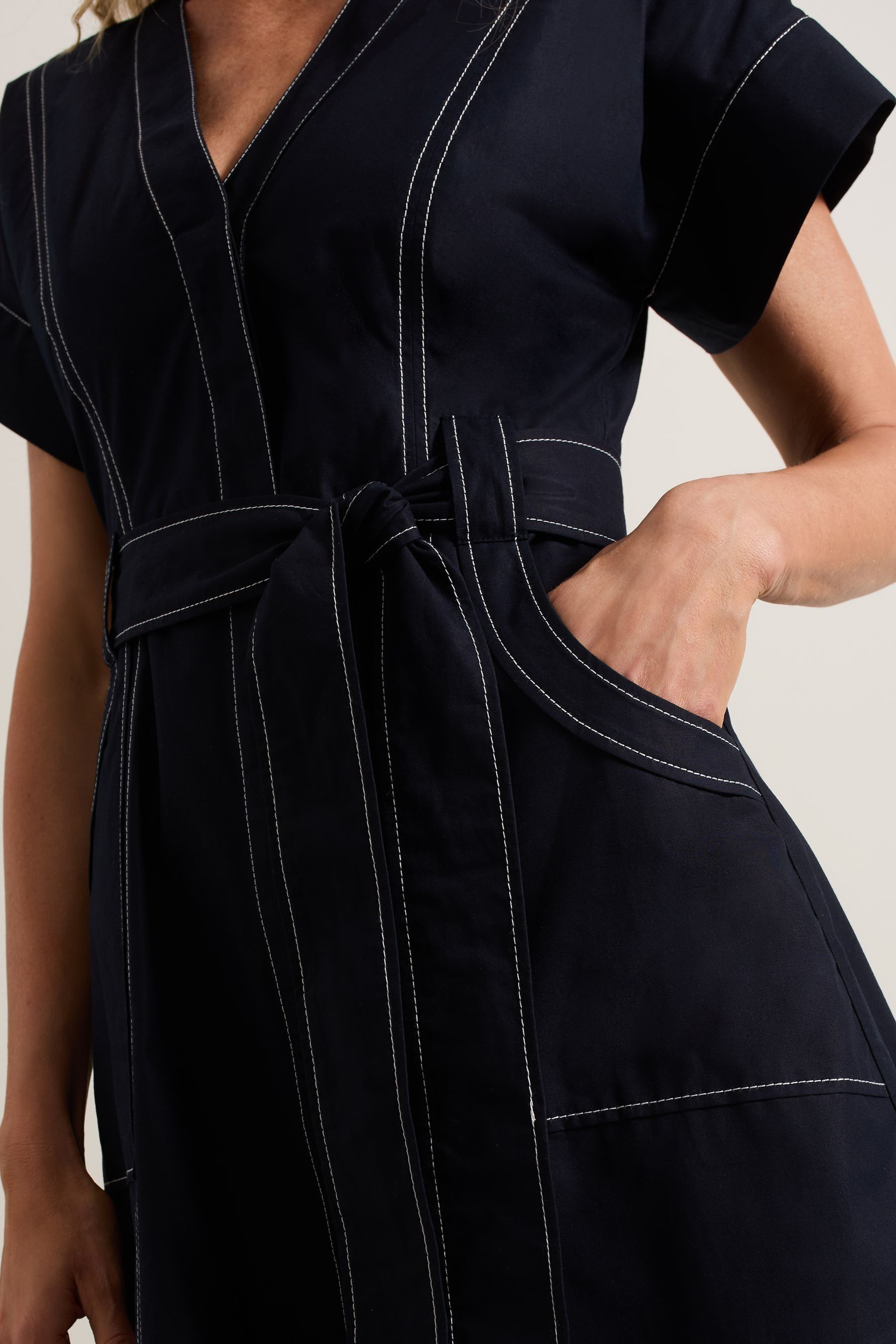 Buy Phase Eight Blue Annalie 100% Cotton Utility Midi Dress from the ...