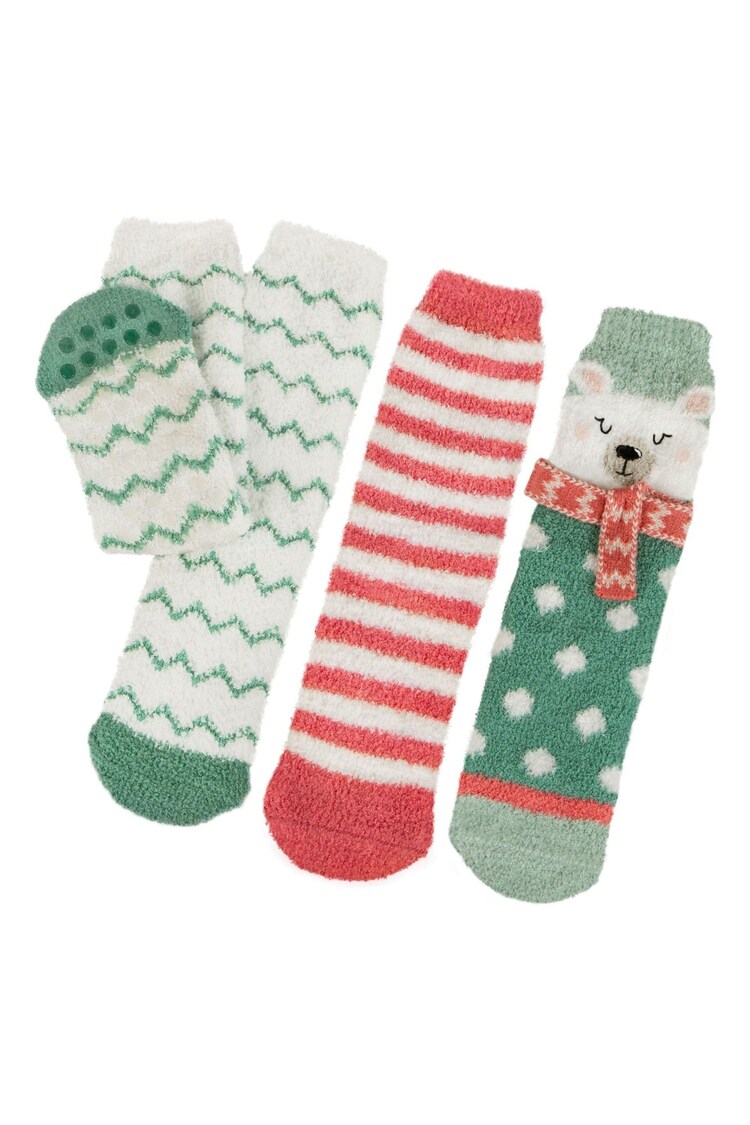 Buy Totes Green Ladies Super Soft Cosy Slipper Socks 3 Pack from the ...