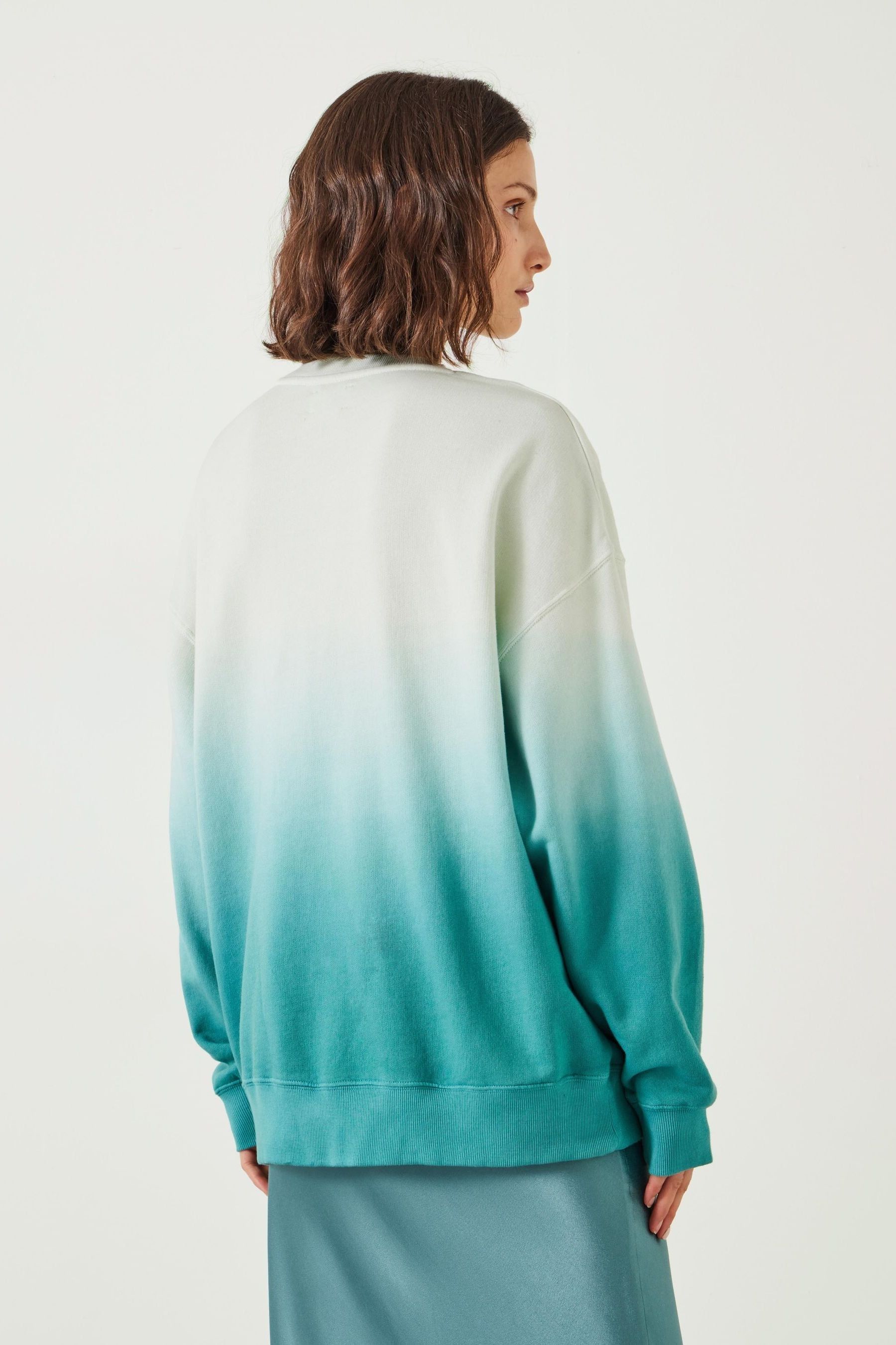 Buy Hush Blue Oversized Ombre Quaden 100% Cottton Sweatshirt from the ...