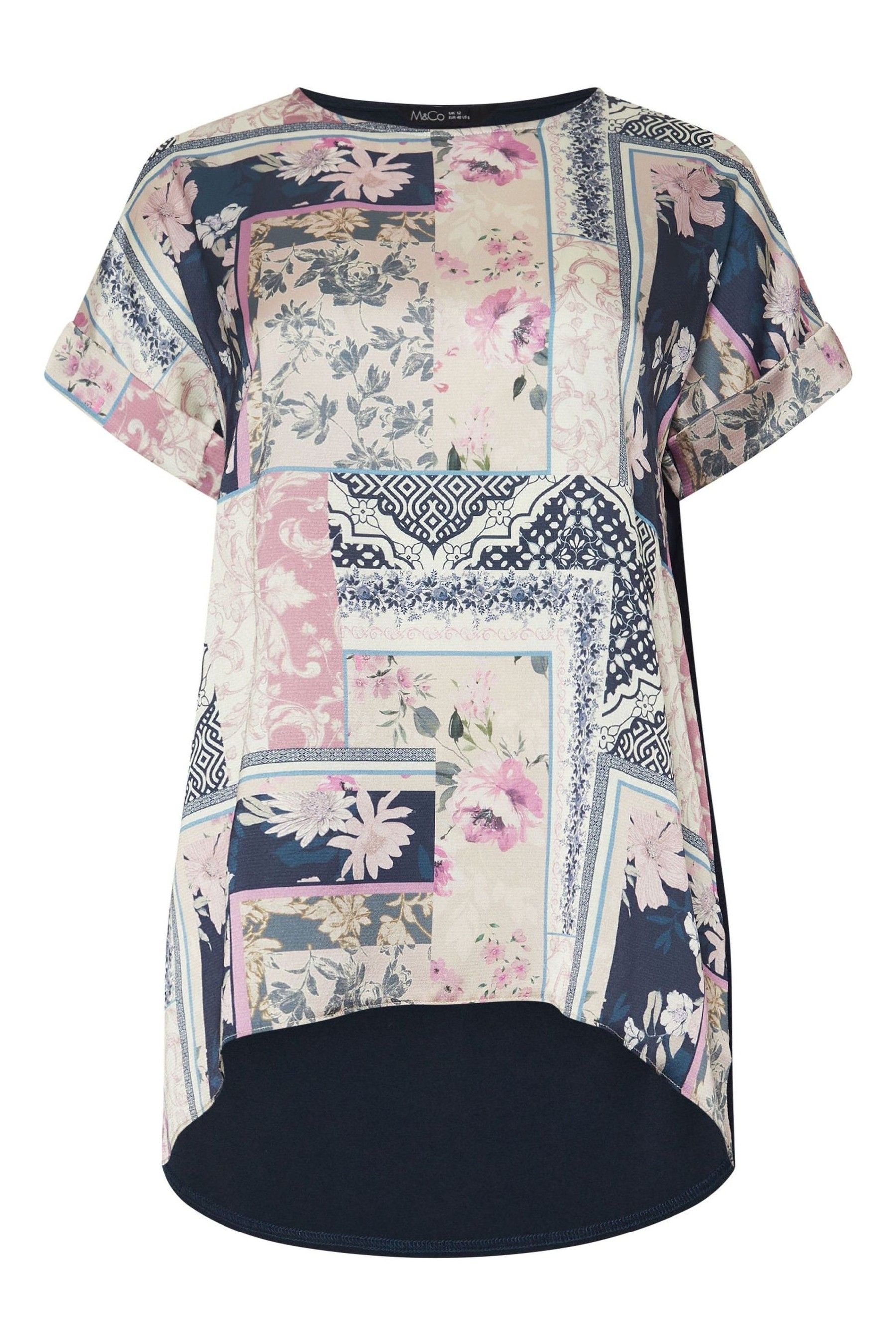 Buy M&Co Blue Scarf Printed Woven Front Top from the Next UK online shop