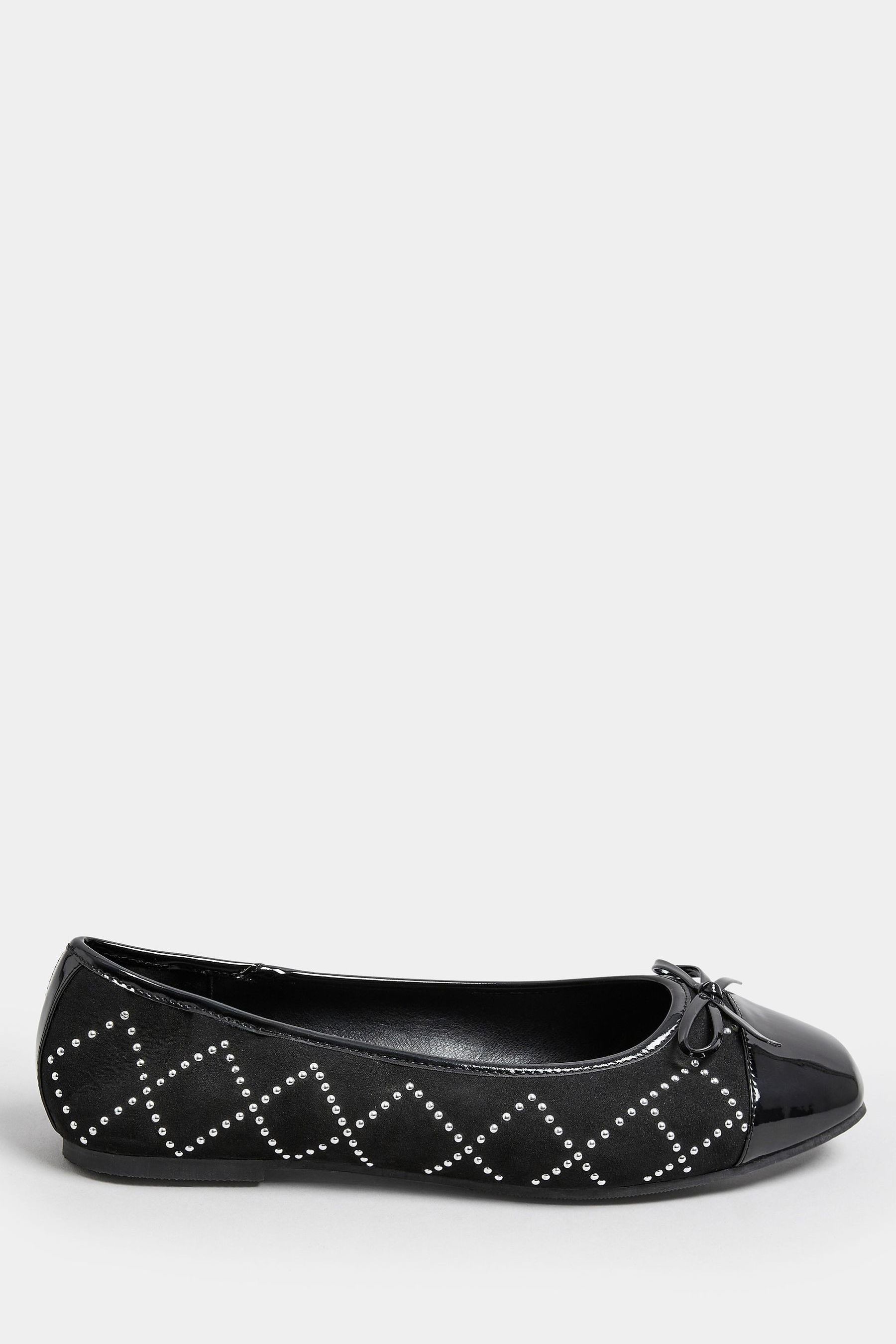 Buy Yours Curve Black Extra Wide Fit Diamante Ballet Pumps from the ...