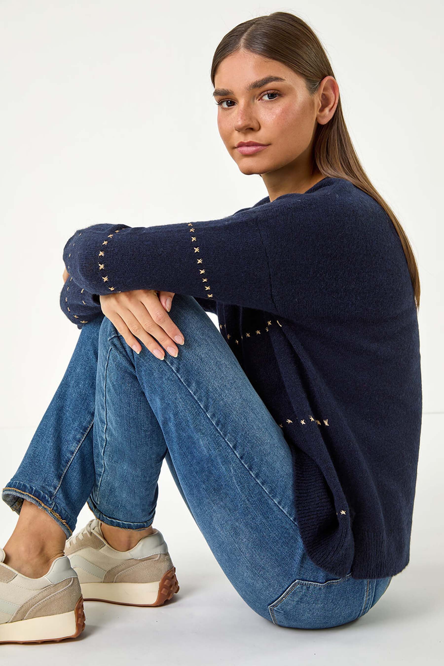 Buy Roman Blue Shimmer Detail Knit Jumper from the Next UK online shop
