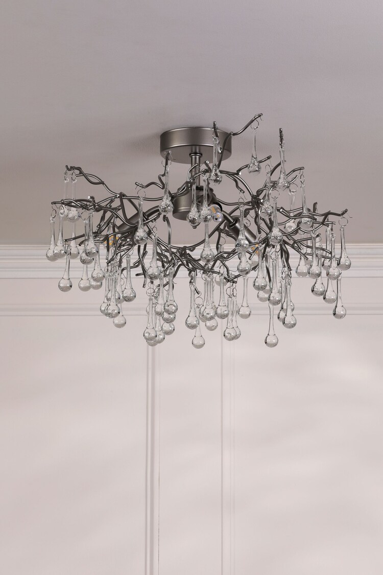 Buy Laura Ashley Pewter Willow Crystal Ceiling Light from the Next UK ...