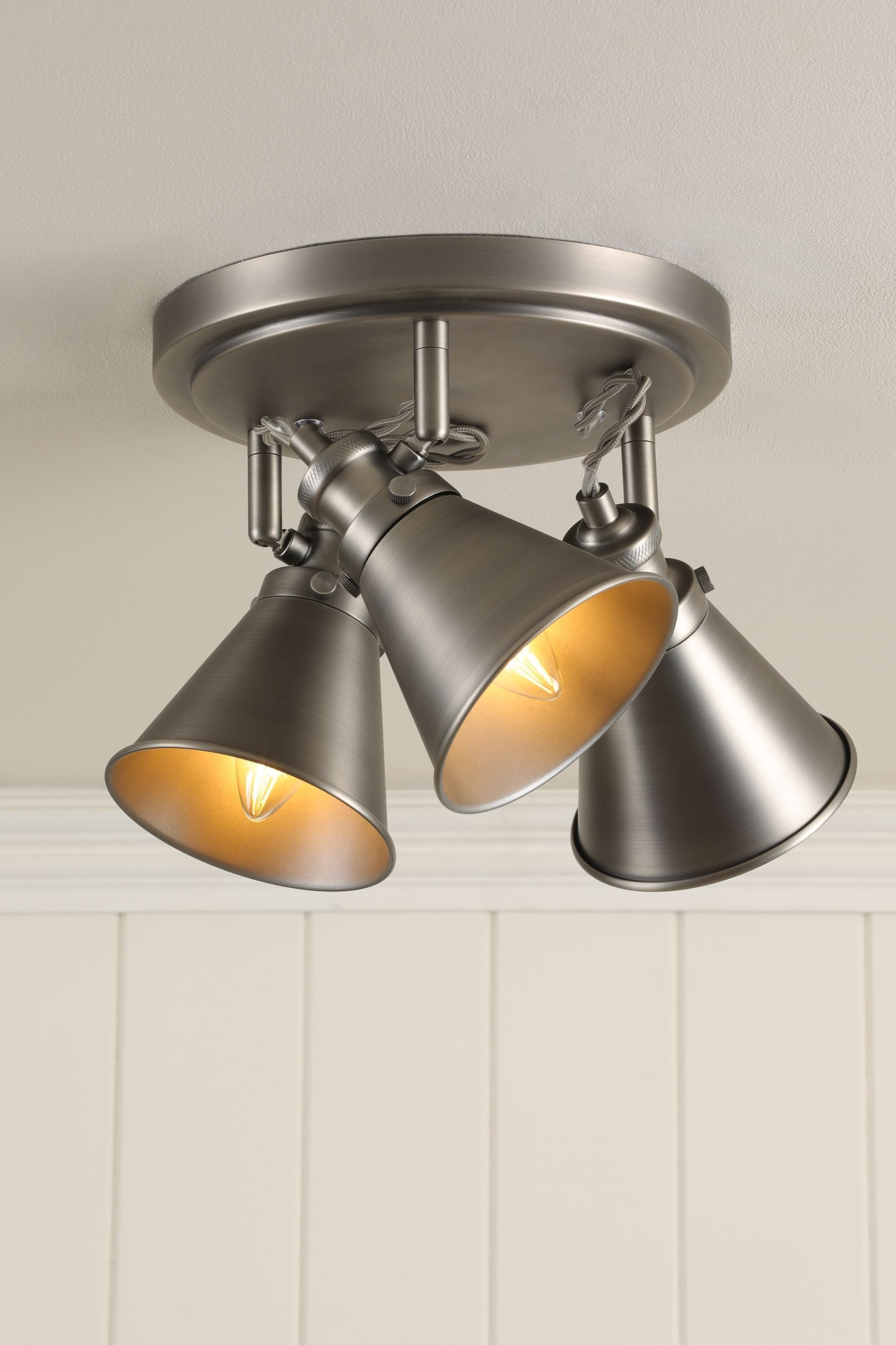 Buy Laura Ashley Pewter Rufus Flush Ceiling Fitting Ceiling Light from ...