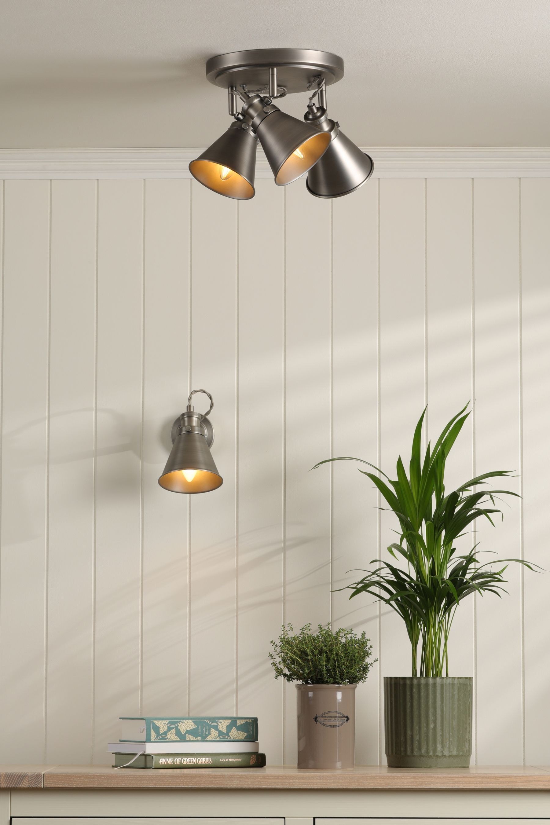 Buy Laura Ashley Pewter Rufus Flush Ceiling Fitting Ceiling Light from ...
