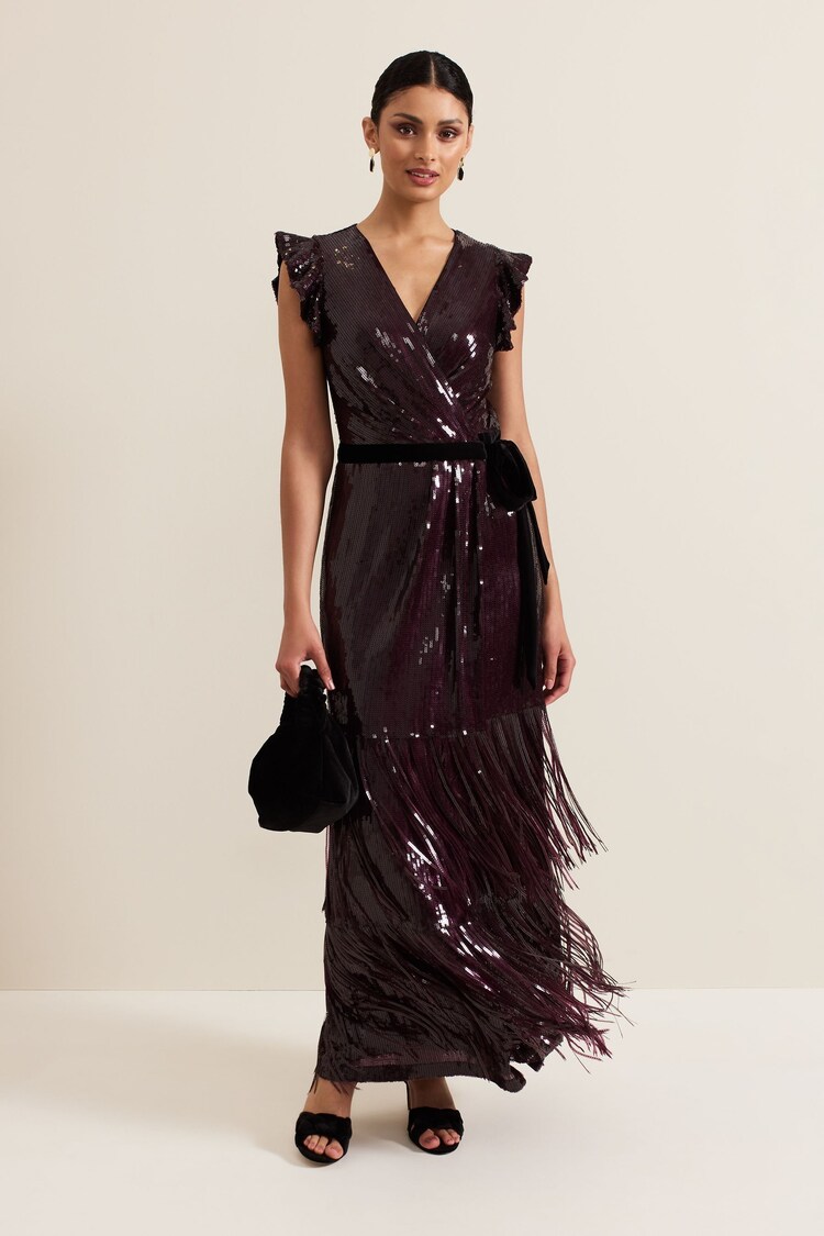 Buy Phase Eight Red Chanai Sequin Wrap Maxi Dress from the Next UK ...