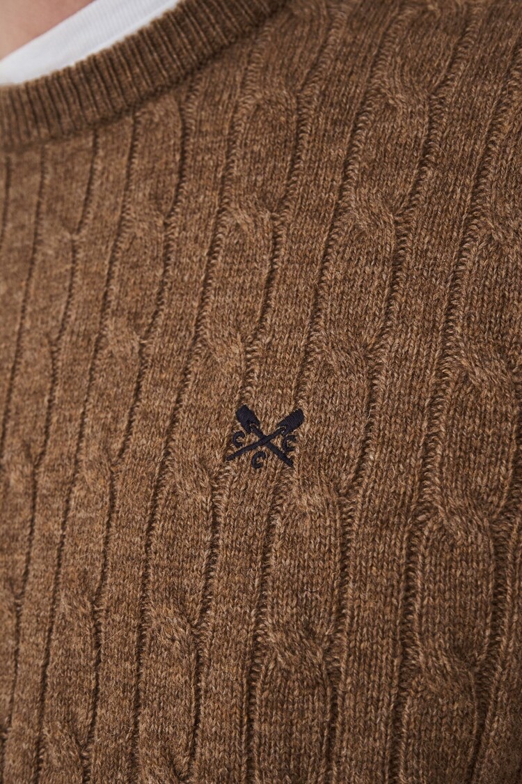 Buy Crew Clothing Company Brown Lambswool Blend Cable Knit Jumper from ...