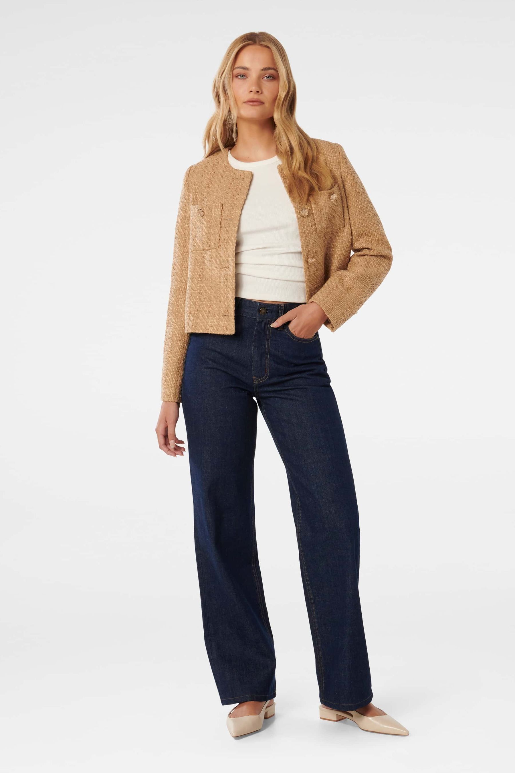 Buy Forever New Brown Chrissy Crop Boucle Jacket from the Next UK ...