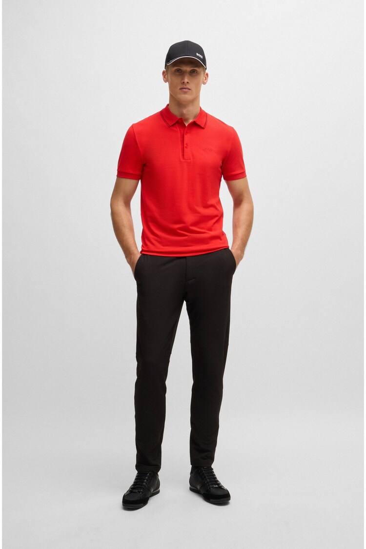 Buy BOSS Red Slim Fit Cotton Tonal Logo Polo Shirt from the Next UK ...