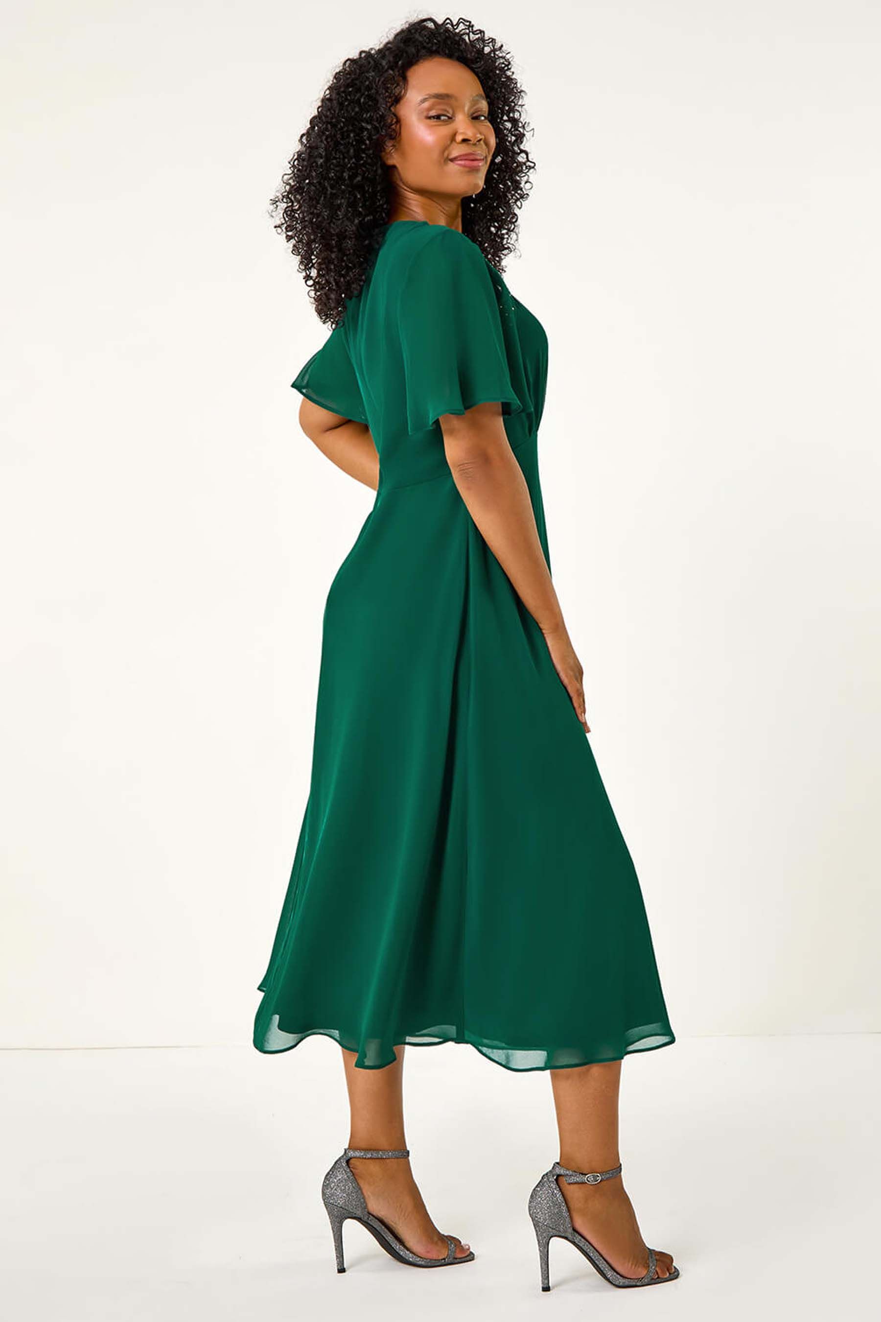 Buy Roman Green Petite Hotfix Detail Midi Dress from the Next UK online ...