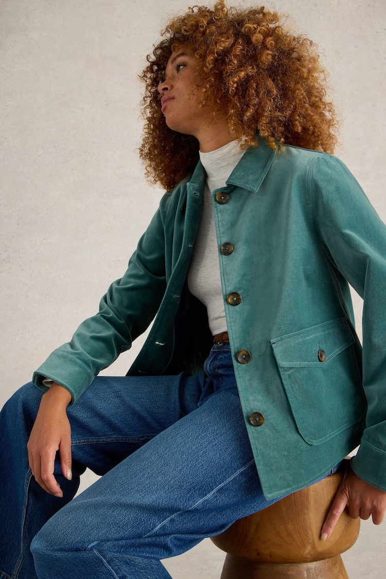 Buy White Stuff Green 100% Organic Cotton Amelia Velvet Jacket from the ...