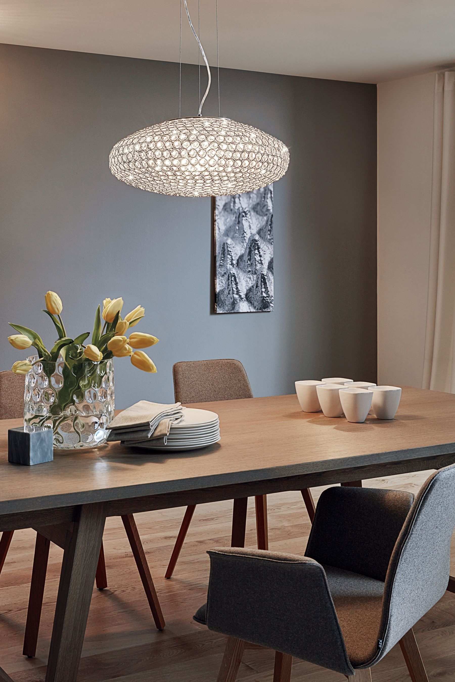 Buy Eglo Chrome Clemente Crystal Inspired Glass Steel Pendant Ceiling ...