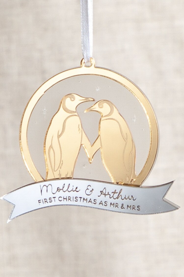 Buy Metallic Mirror Penguin Couple Hanging Decoration by No Ordinary ...