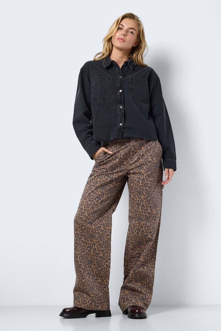 Buy NOISY MAY Brown Leopard Print Straight Leg Jeans from the Next UK ...