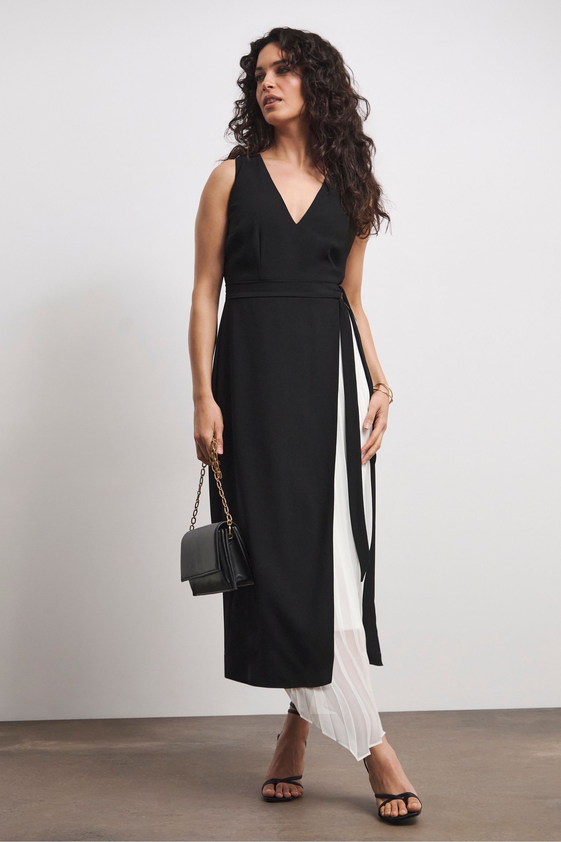 Buy Joanna Hope Black Dress With Pleated Panel from the Next UK online shop