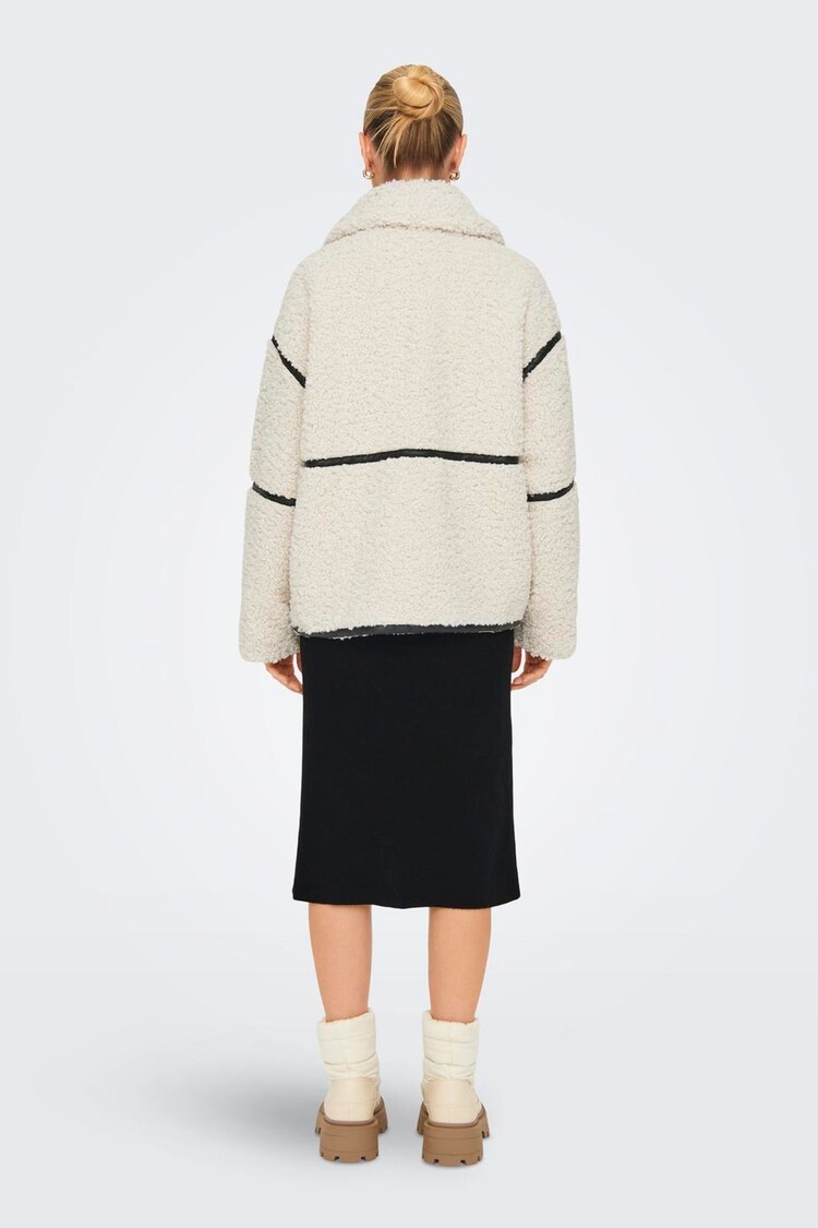 Buy ONLY Cream Faux Leather Trim Teddy Jacket from the Next UK online shop